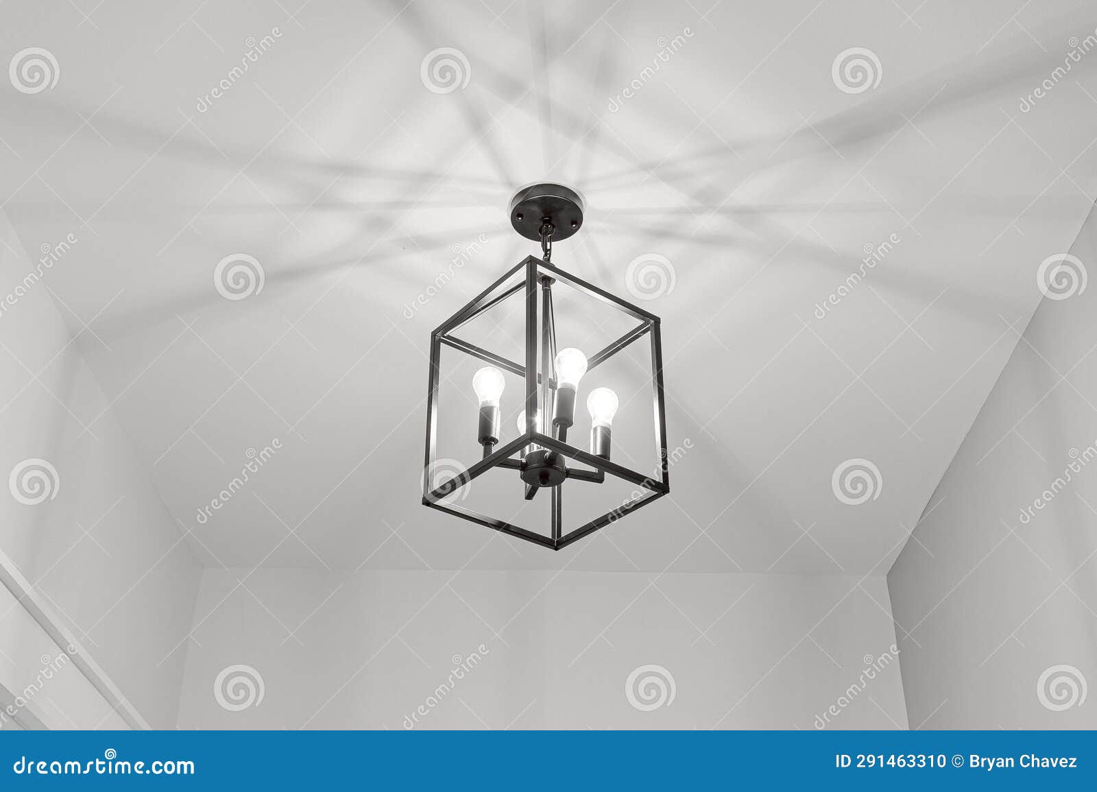 Minimal Bright Modern Light Fixture with Cube Shape Made of Metal Stock ...