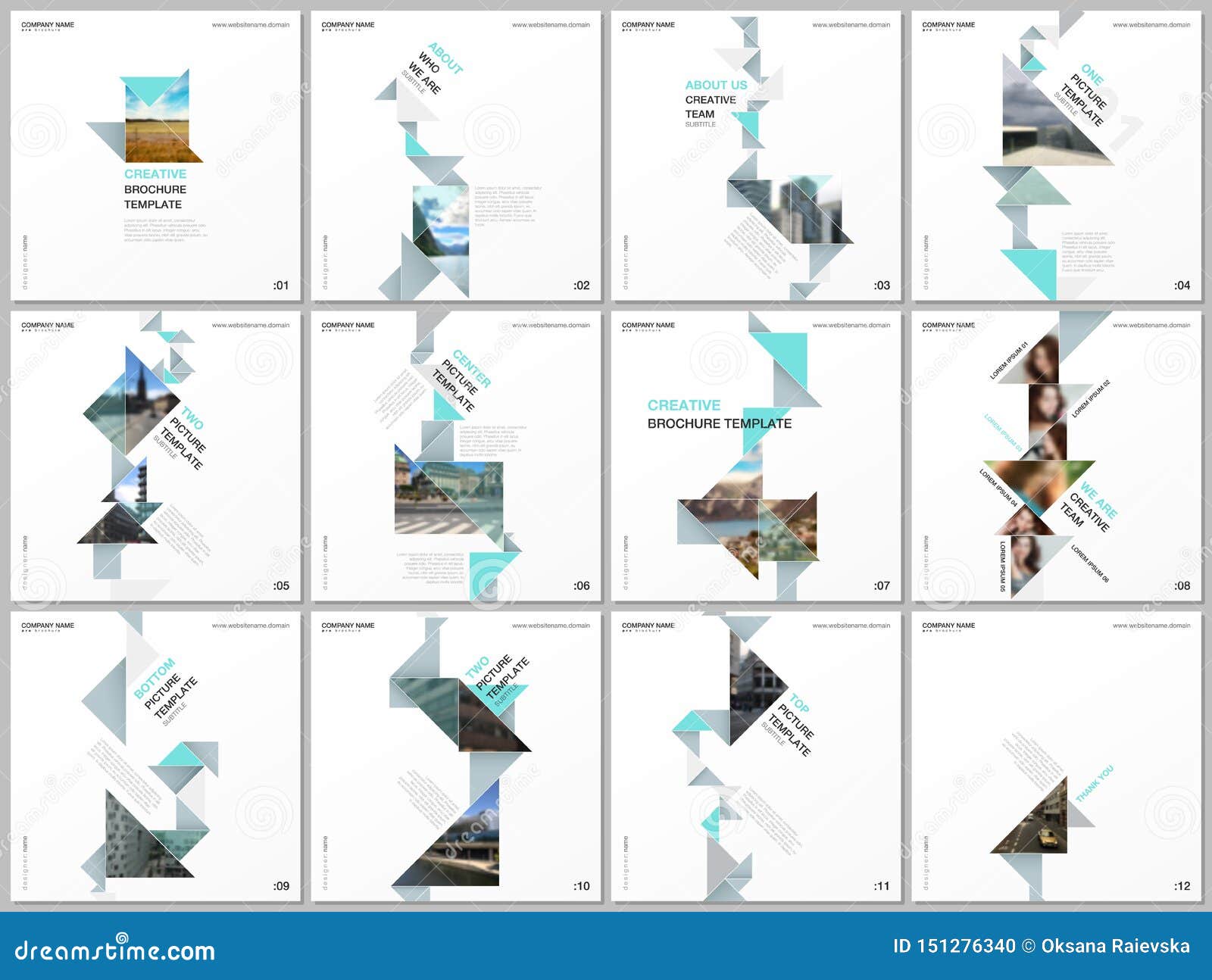 Minimal Brochure Templates with Triangles, Triangular Shapes, Polygons ...