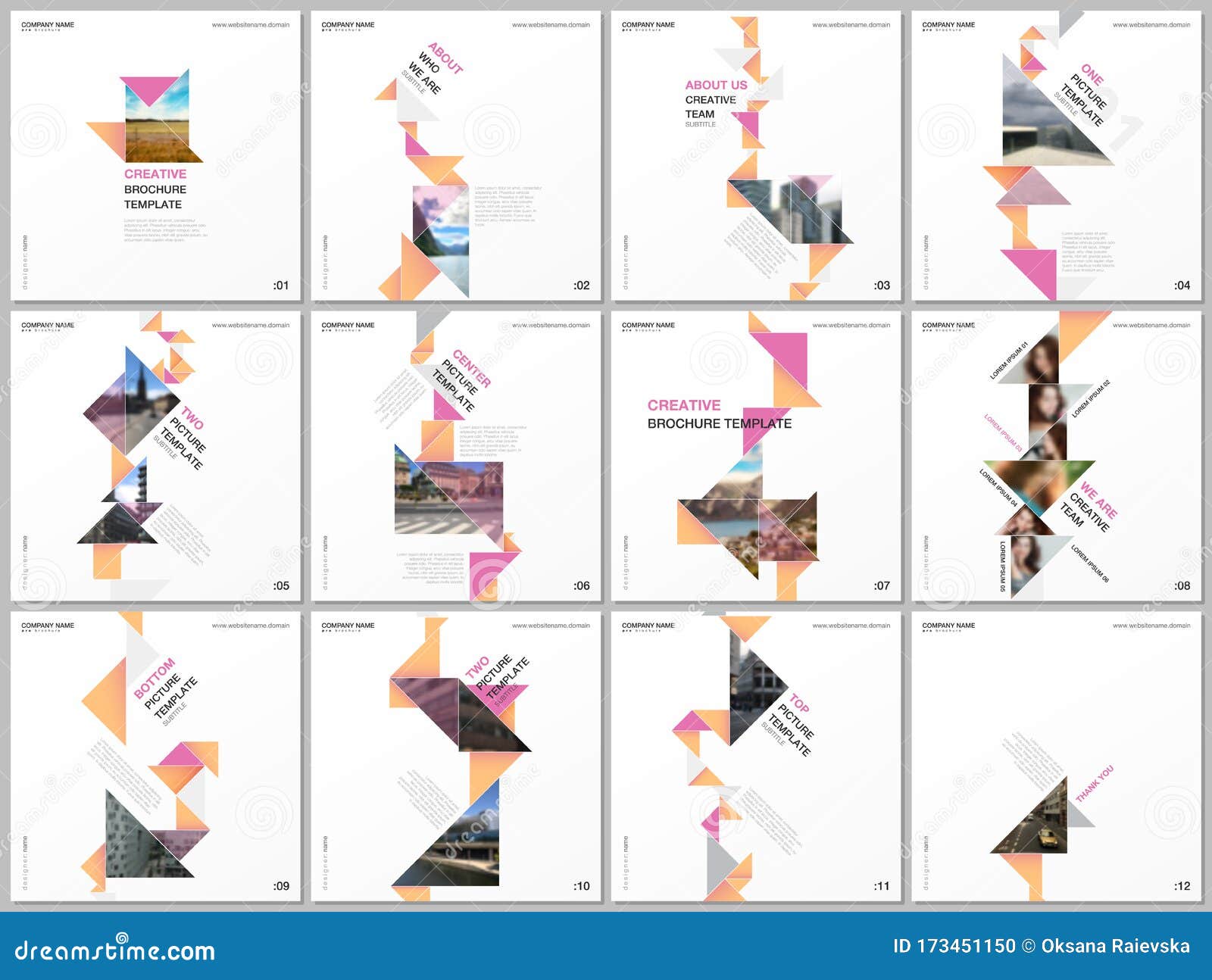 Minimal Brochure Templates with Triangles, Triangular Shapes, Polygons ...