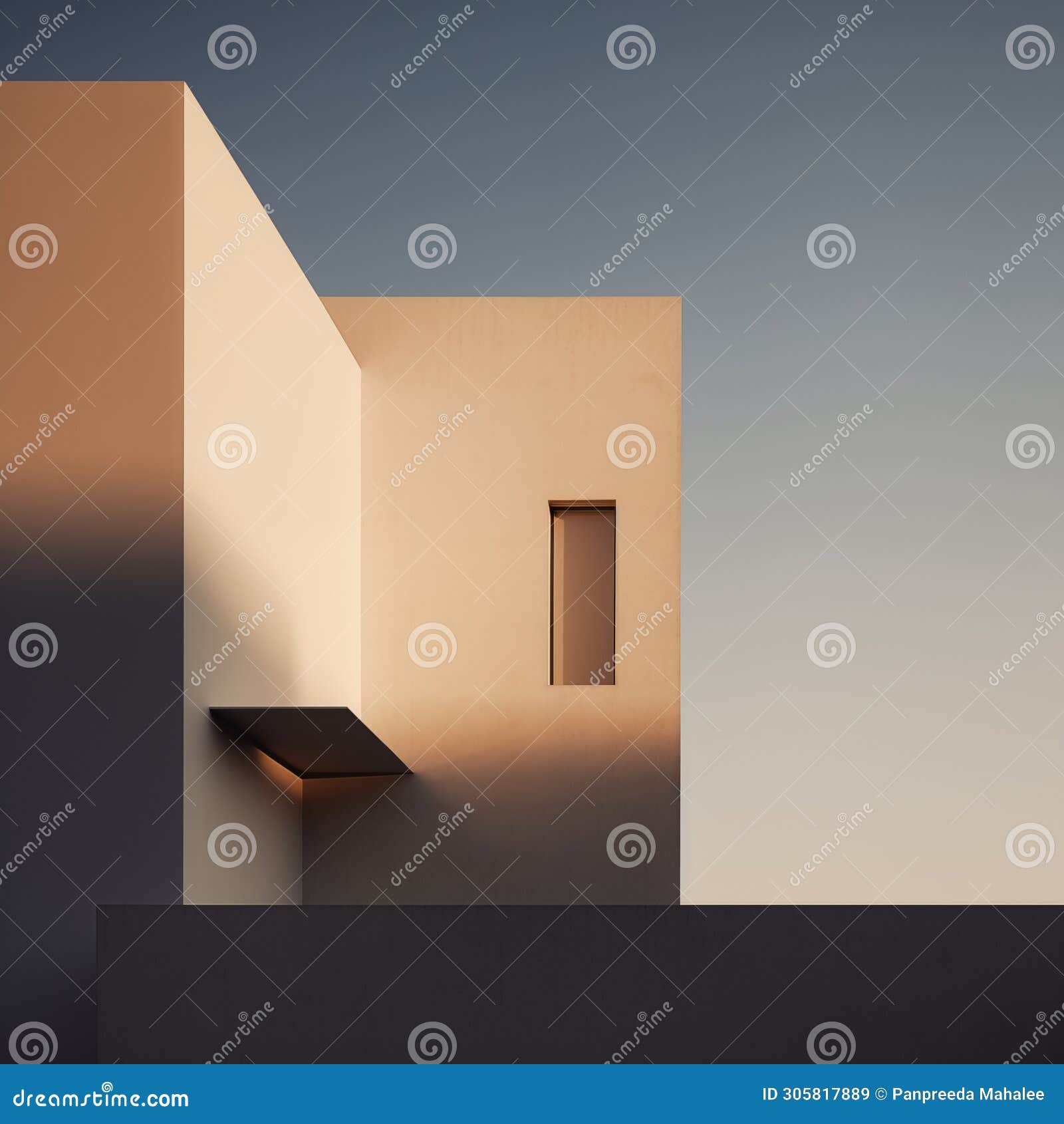 Minimal Building with Light, for Abstract Background. Stock ...