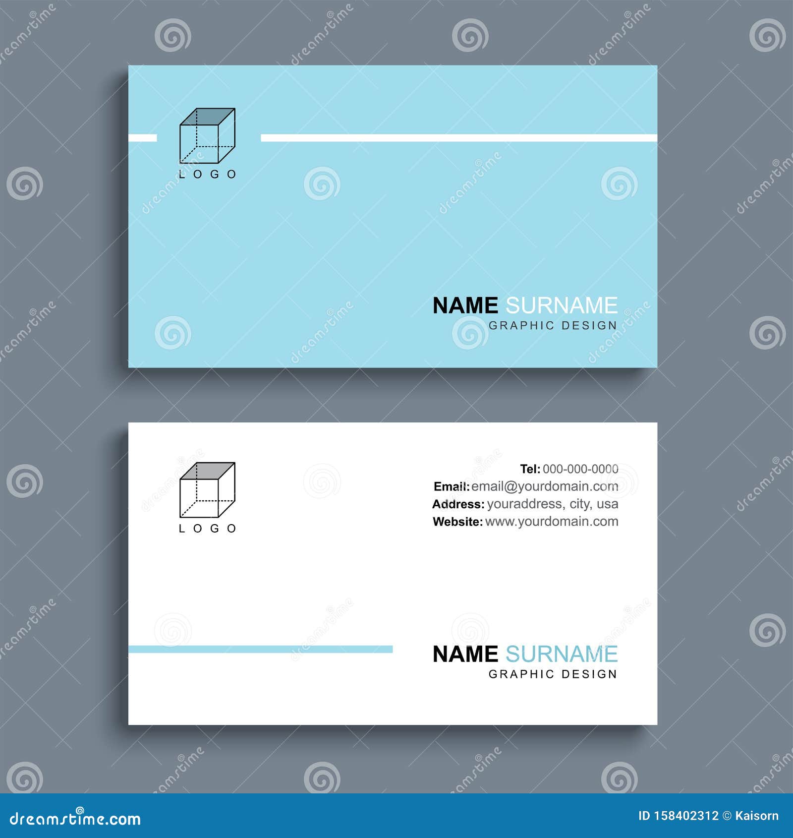 Minimal Business Card Print Template Design. Blue Pastel Color and ... Minimal Business Card Print Template Design. Blue Pastel Color and ...