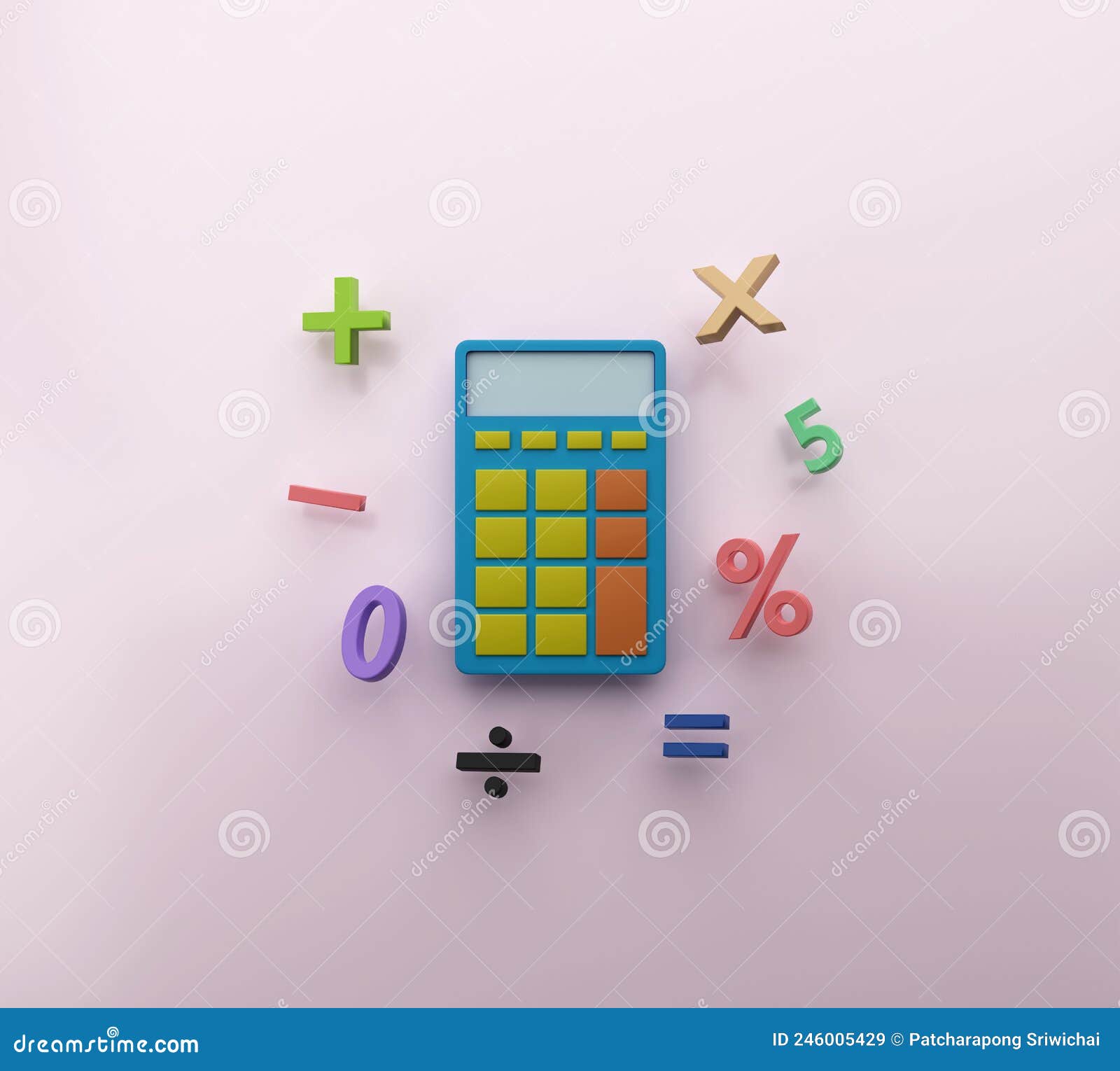 Minimal Calculator with Math Function Symbols 3D Render Illustration ...