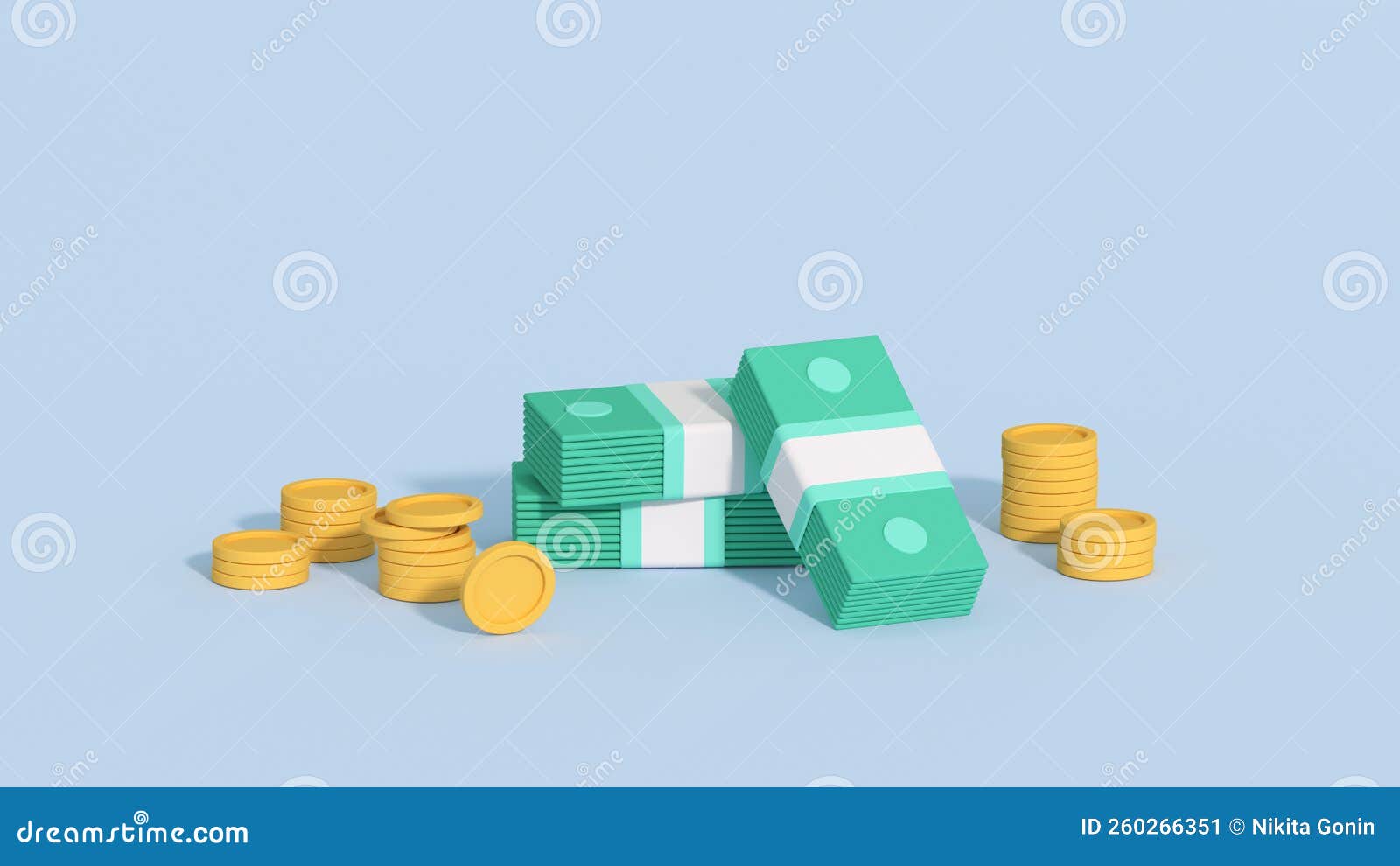 Minimal Cartoon Style Cash 3D Render Illustration Stock Illustration ...
