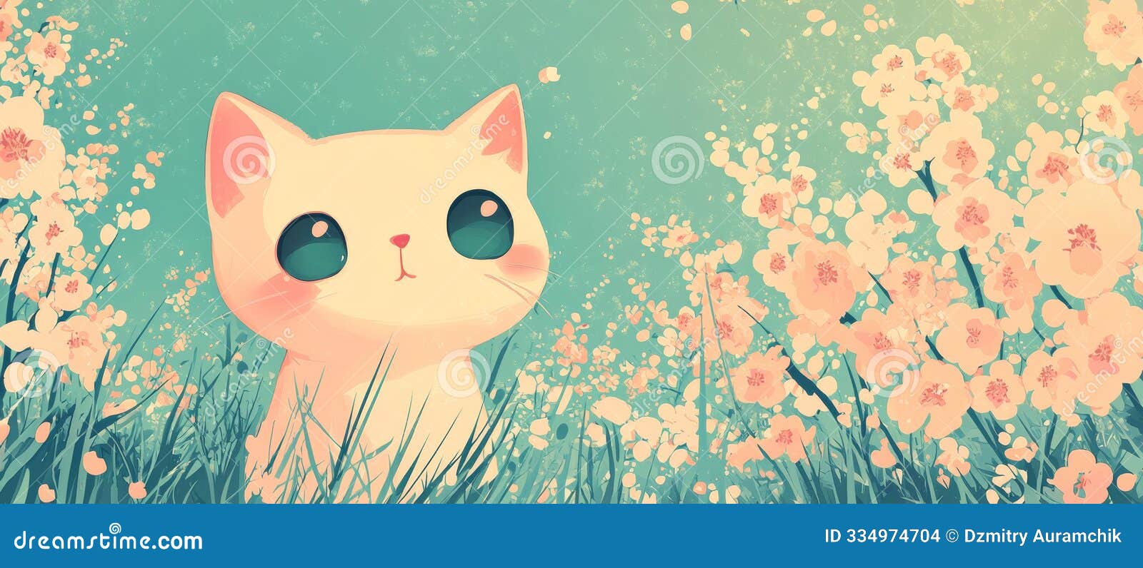 Minimal Cartoon Style Frame Border Banner Background, Doodle Cat with ...