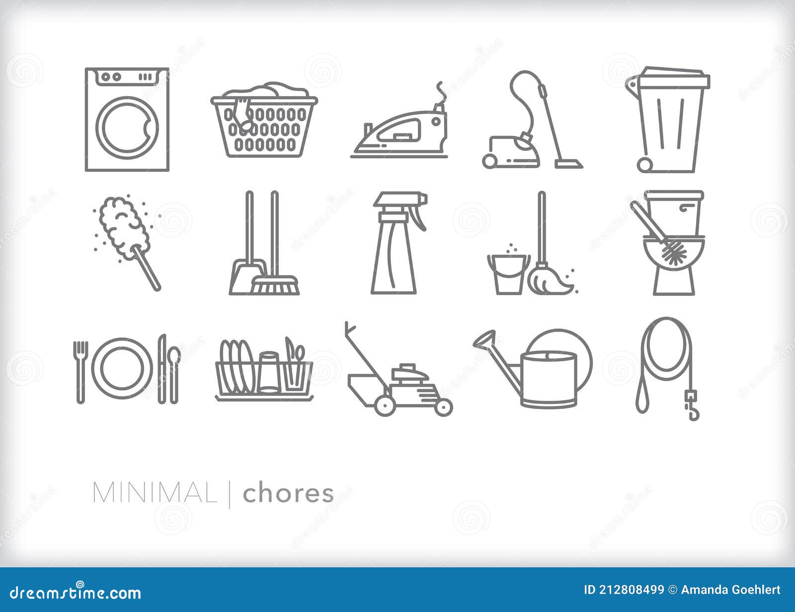 Chore Icons for Cleaning Around the Home Stock Vector - Illustration of ...