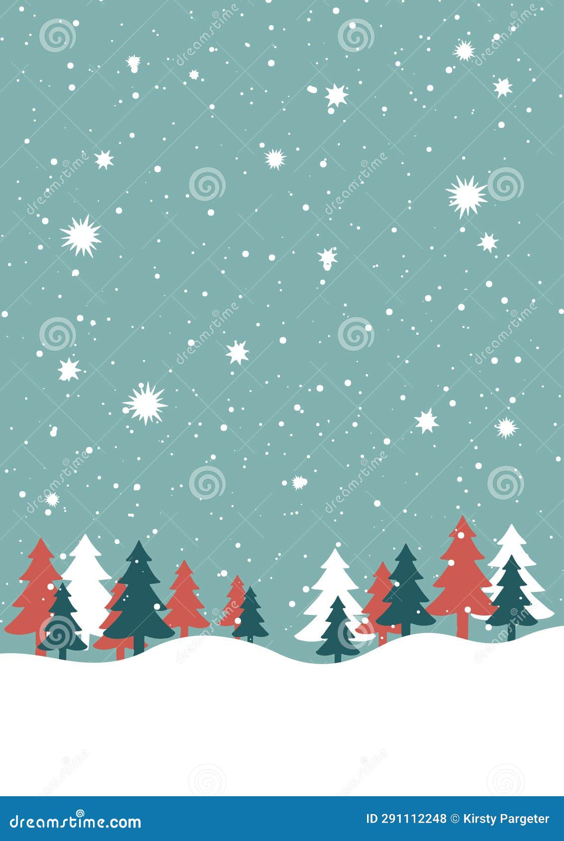 Minimal Christmas Card Landscape Background Stock Illustration ...