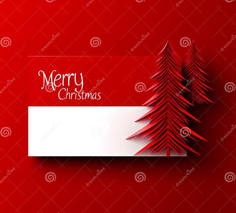 Minimal Christmas Greeting Card with Red Paper Trees Emerging from a ...