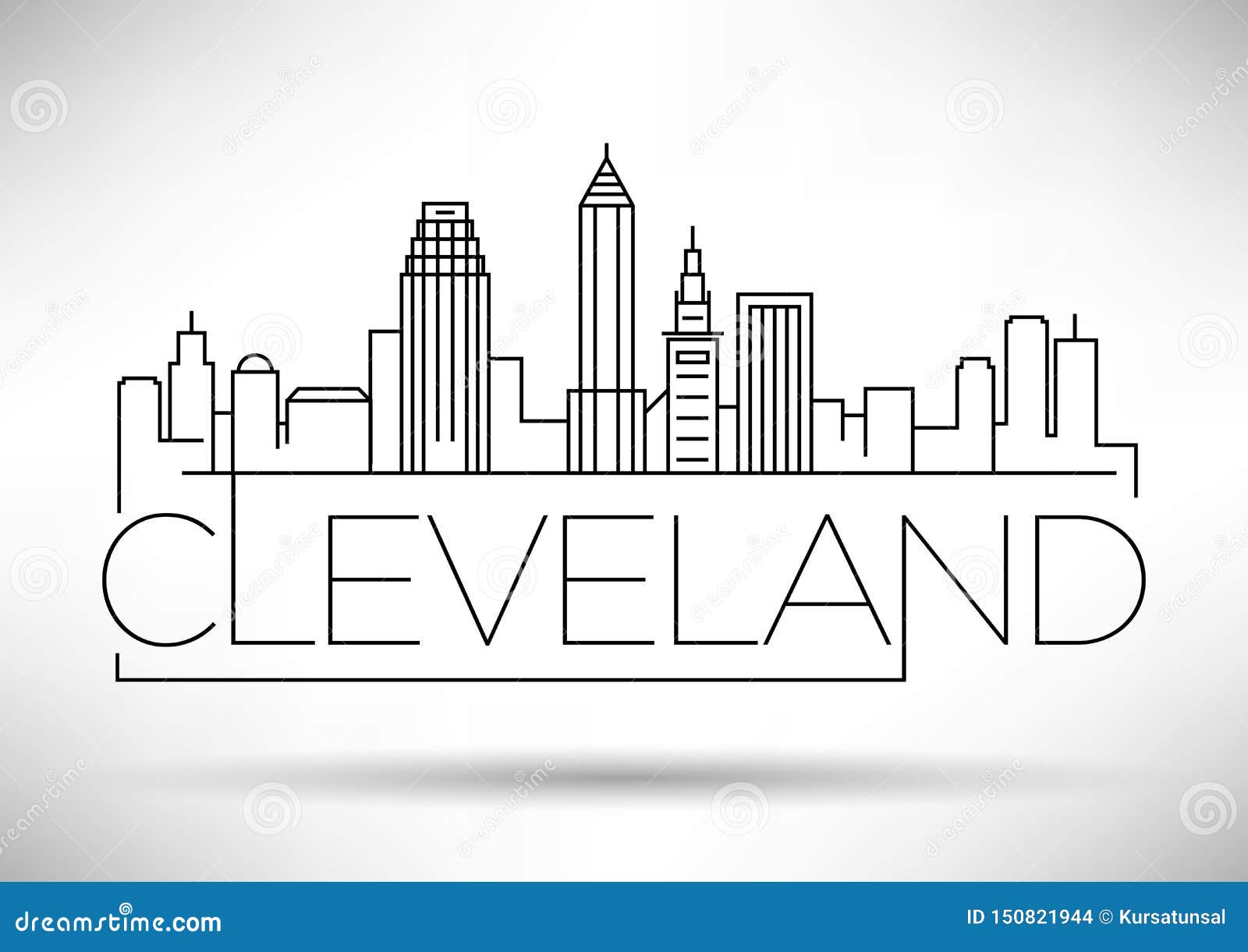 Cleveland Linear Skyline. Line Art. Vector Illustration | CartoonDealer ...