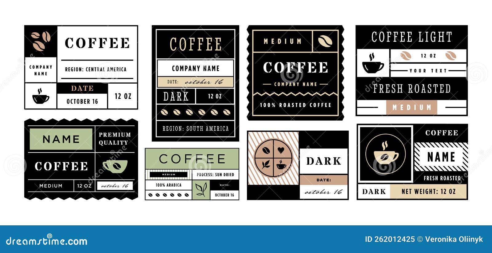 Minimal Coffee Label Template. Vintage Sticker Layout For Ground Coffee ...