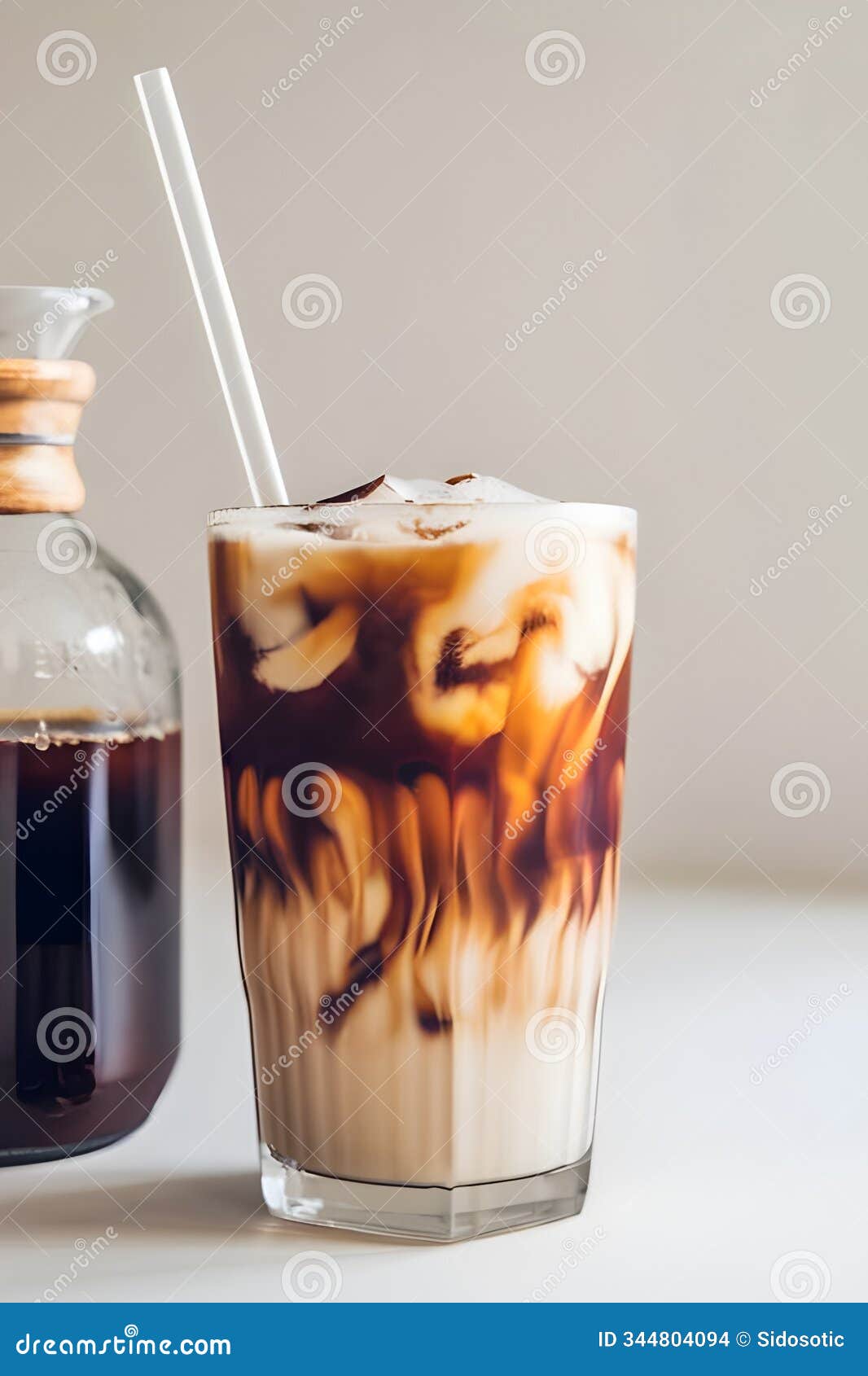 Minimal Cold Brew Coffee Setup with Tall Glass, Simple Straw Stock ...