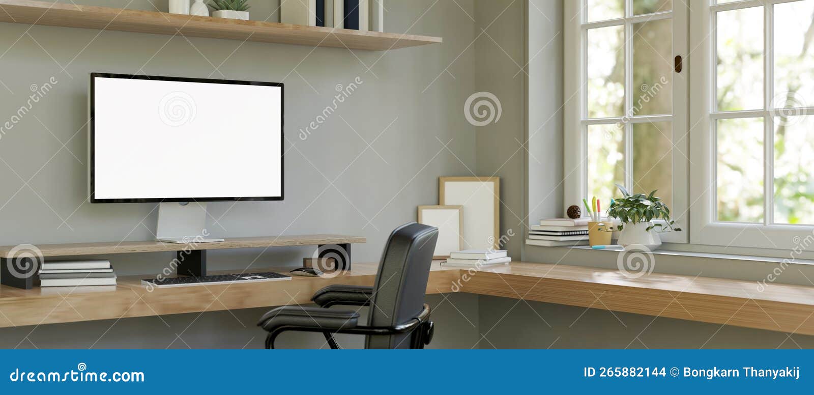 Minimal and Comfortable Home Working Room with Computer Corner Desk ...