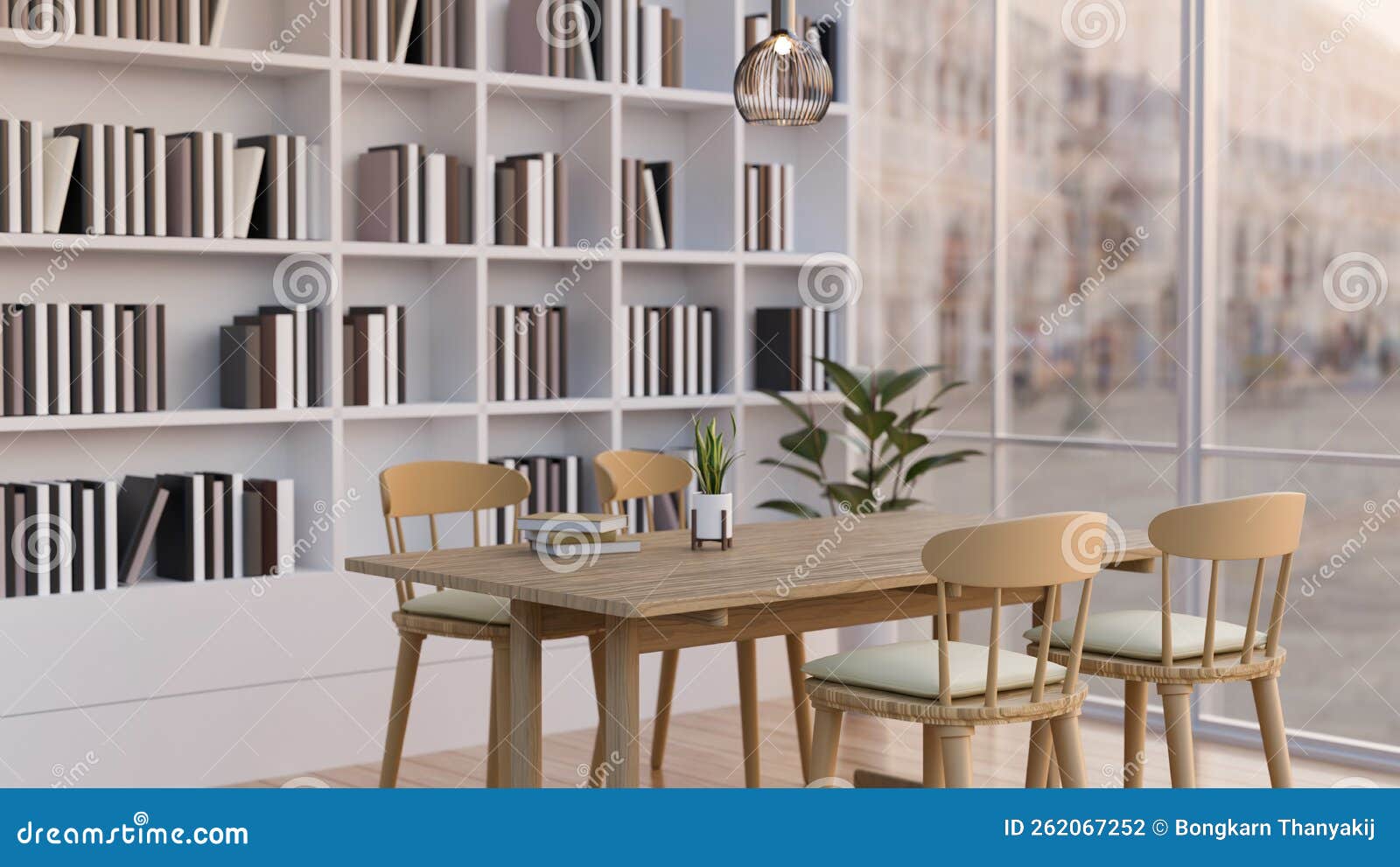 Minimal and Comfortable Library with Reading Space Interior Design ...