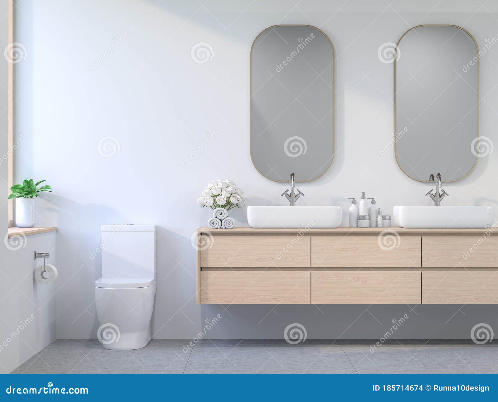 Minimal Comtemporary Style Bathroom 3d Render Stock Illustration ...