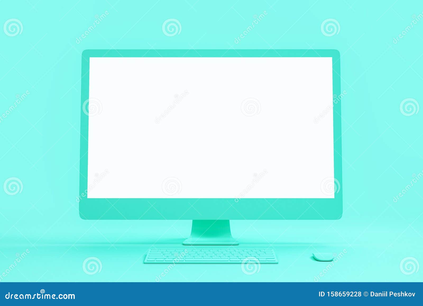 Minimal Concept with Blank White Mock Up of Single Material Turquoise ...