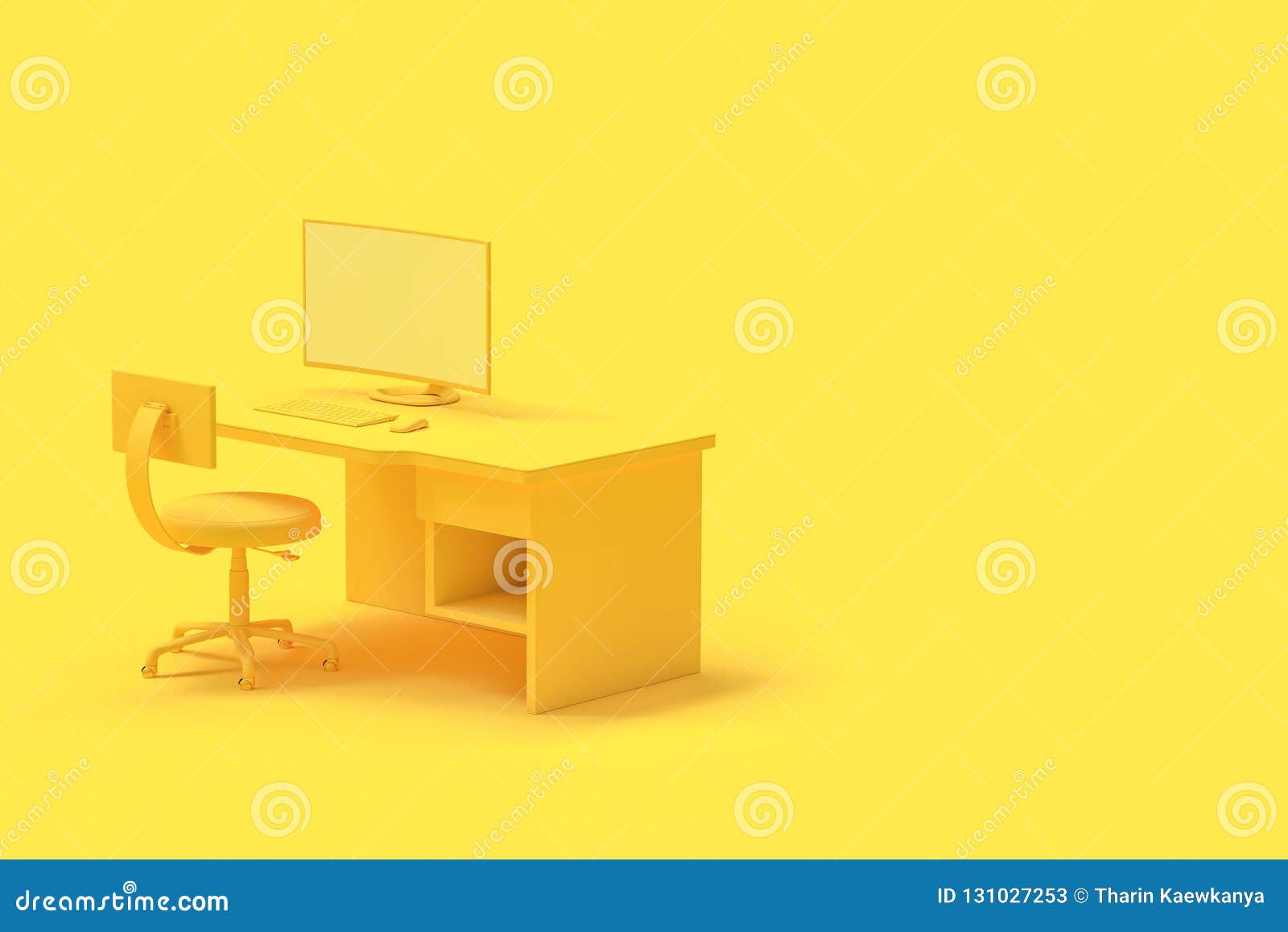 Minimal Concept, Computer on Table. Stock Illustration - Illustration ...