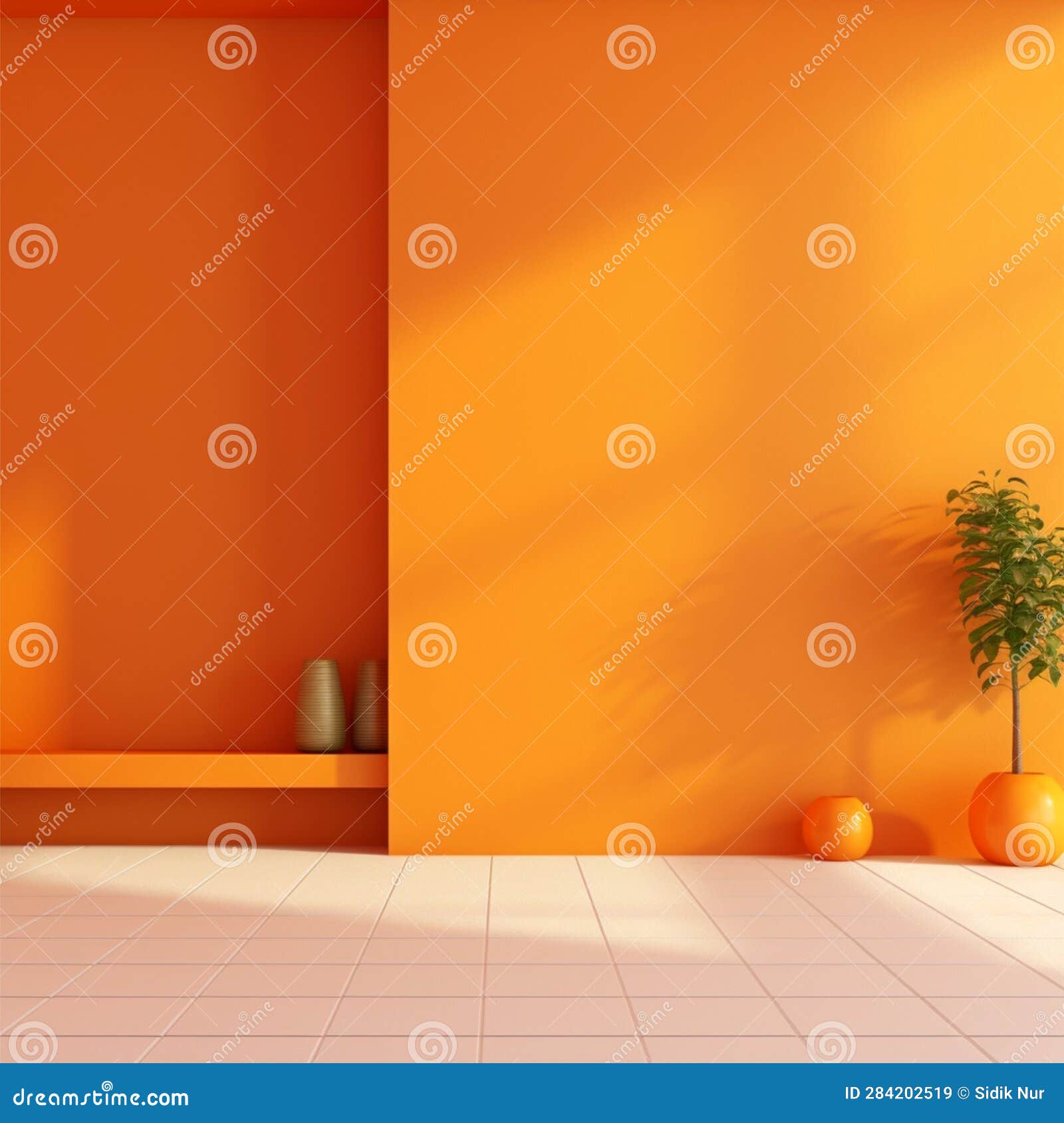 Minimal Concept. Orange Tone Interior Stock Illustration - Illustration ...