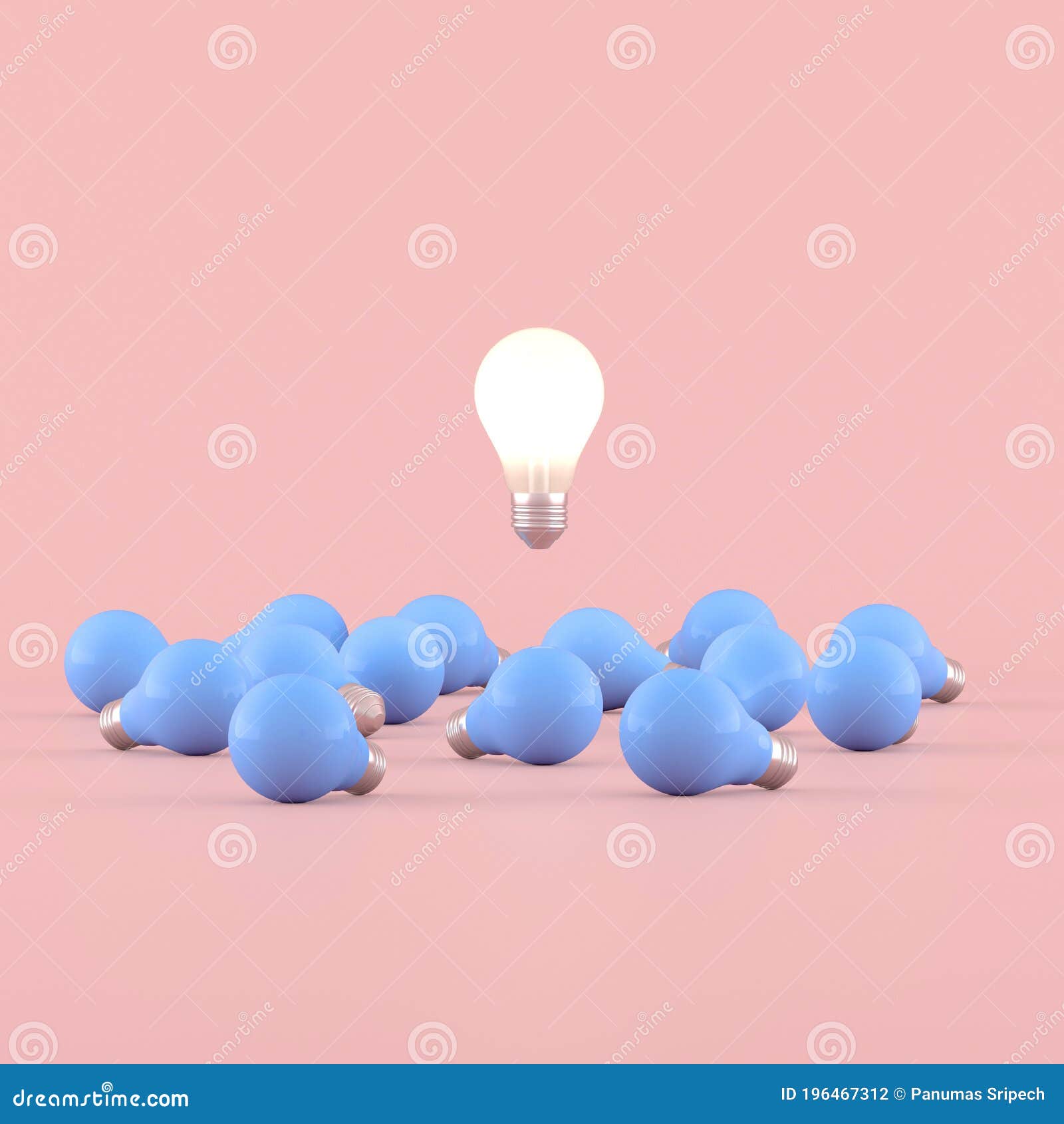 Minimal Conceptual Idea of Light Bulb Floating Around the Blue Bulbs on ...