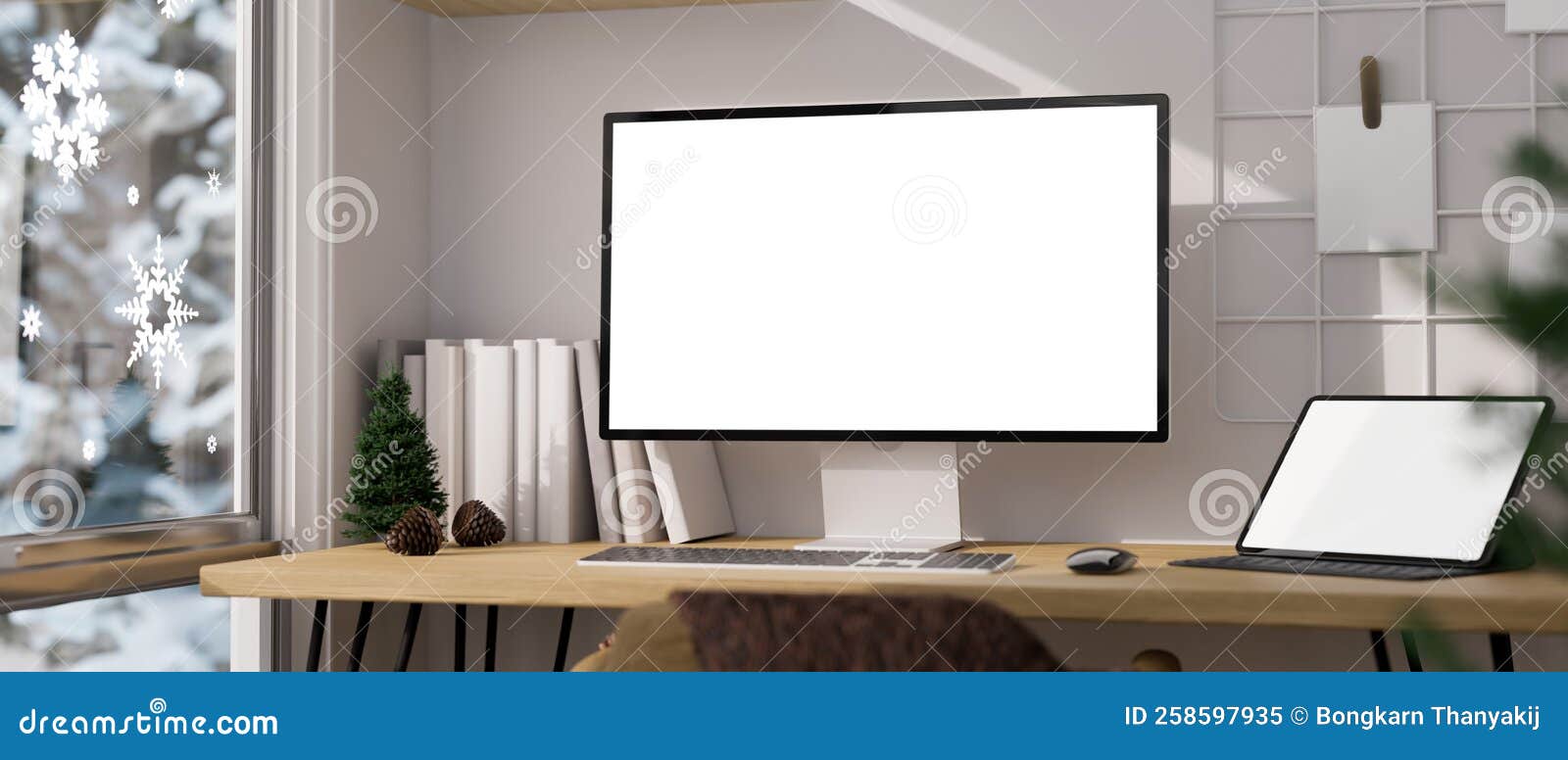 Minimal and Cozy Working Space Near the Window with Desktop Computer ...