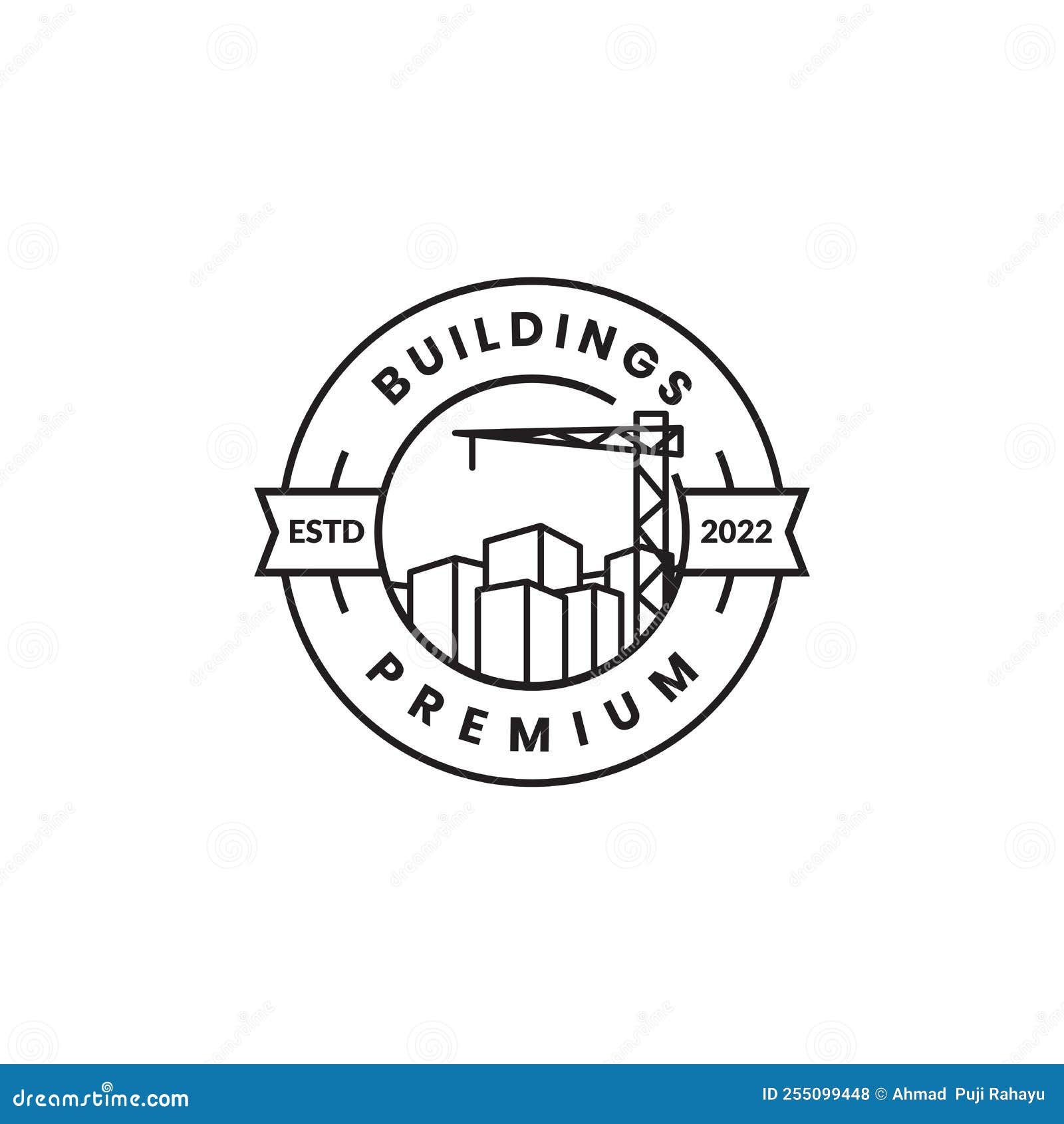 Minimal Crane with Building Logo Design Badge Stock Vector ...
