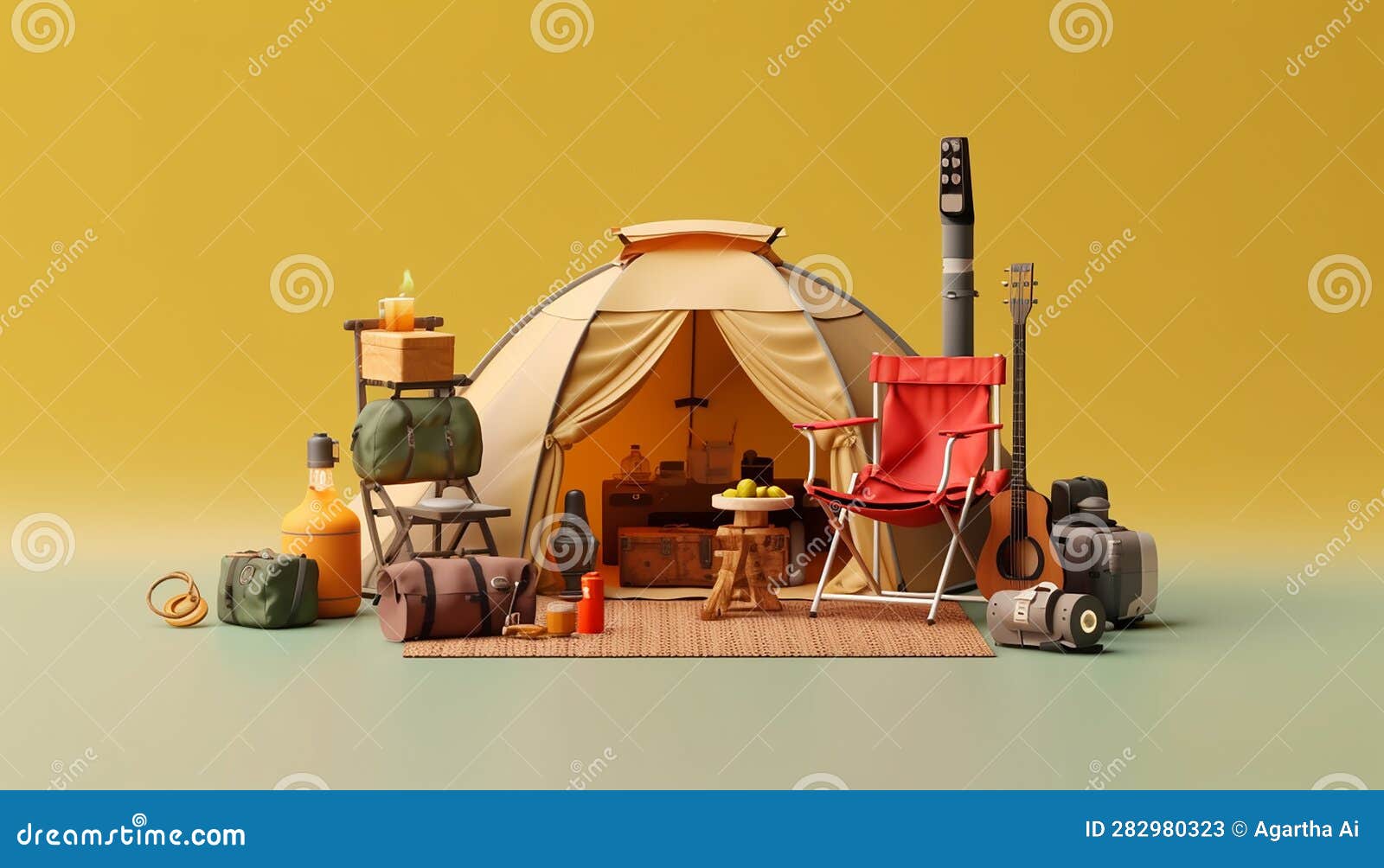 Minimal Creative Camp Objects. Realistic Miniature Concept Created with ...