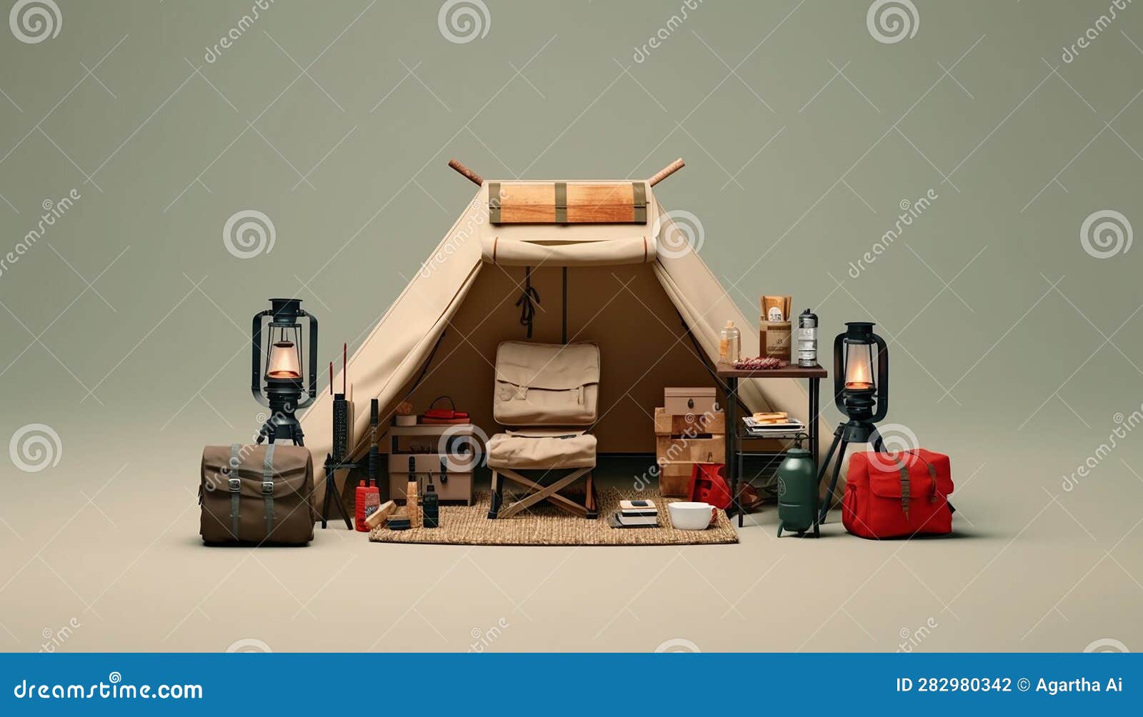 Minimal Creative Camp Objects. Realistic Miniature Concept Created with ...