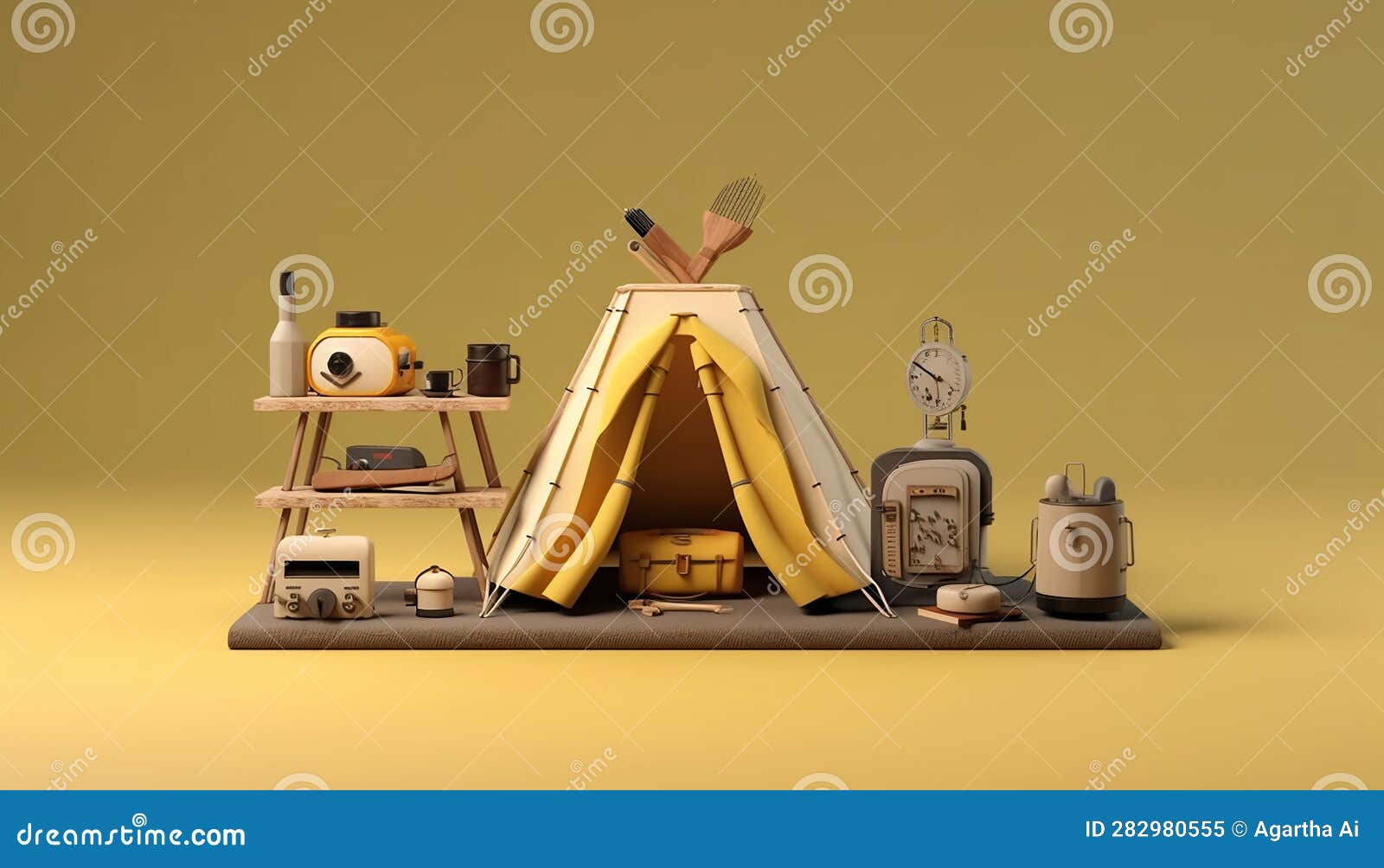 Minimal Creative Camp Objects. Realistic Miniature Concept Created with ...
