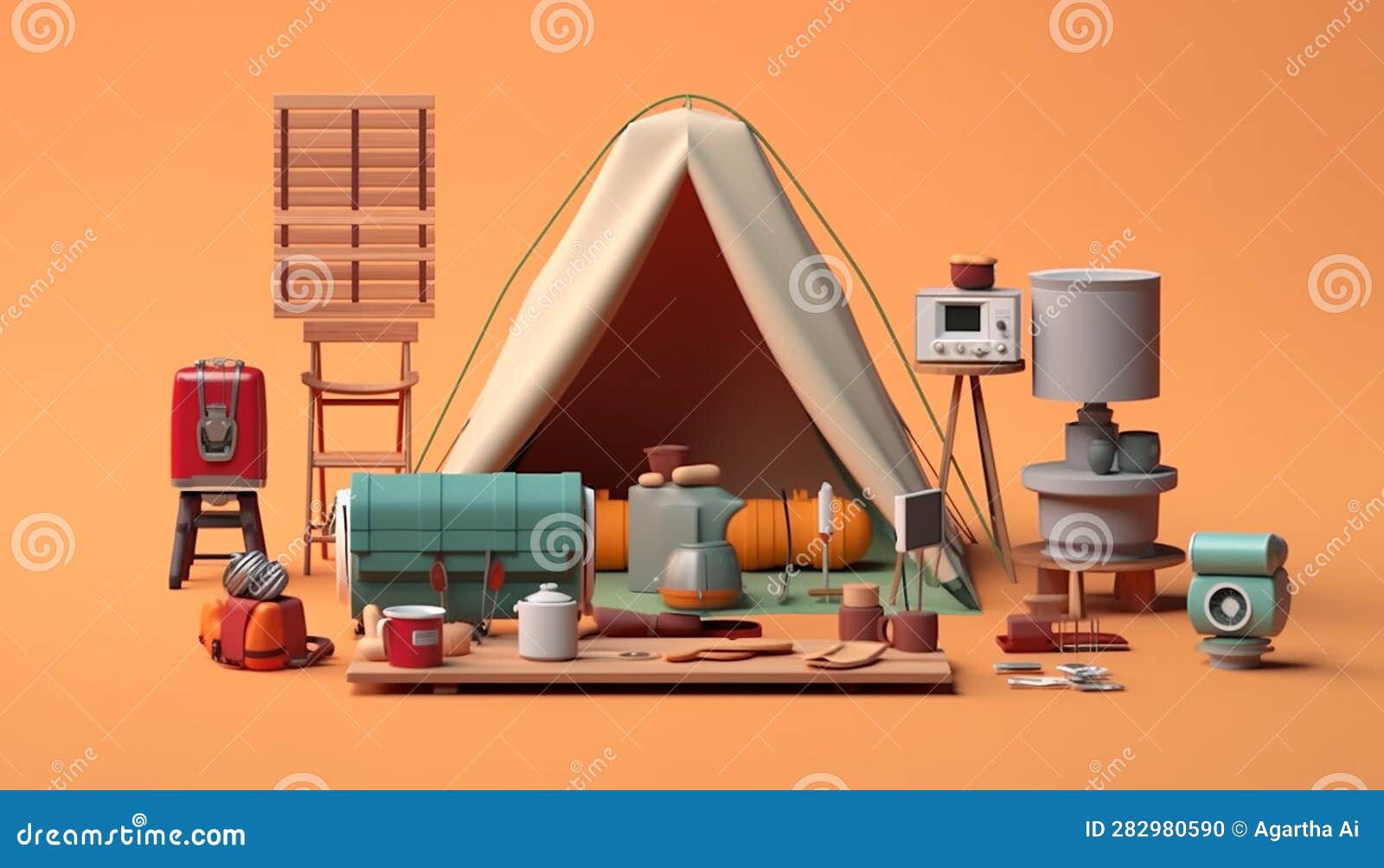 Minimal Creative Camp Objects. Realistic Miniature Concept Created with ...