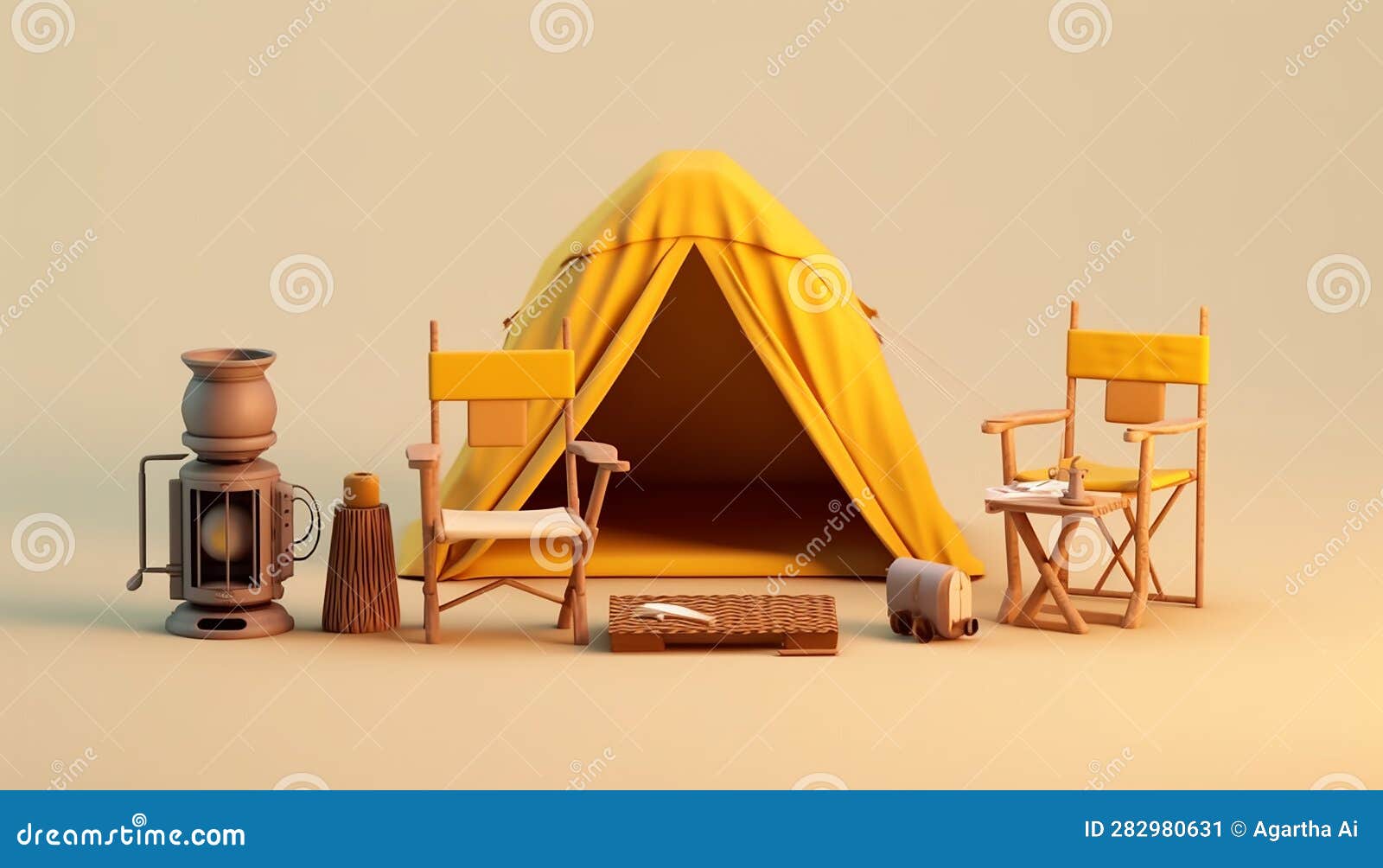 Minimal Creative Camp Objects. Realistic Miniature Concept Created with ...