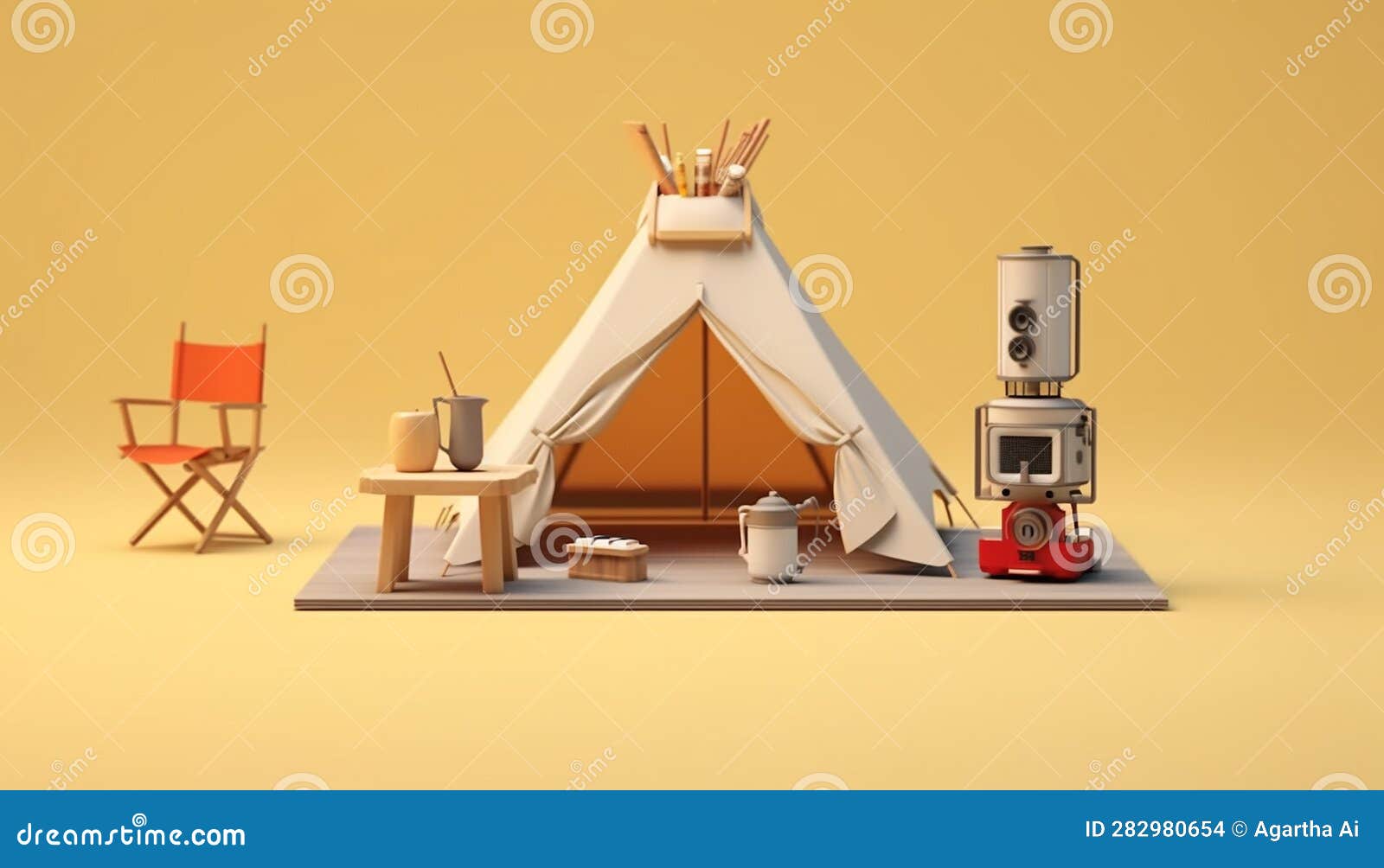 Minimal Creative Camp Objects. Realistic Miniature Concept Created with ...