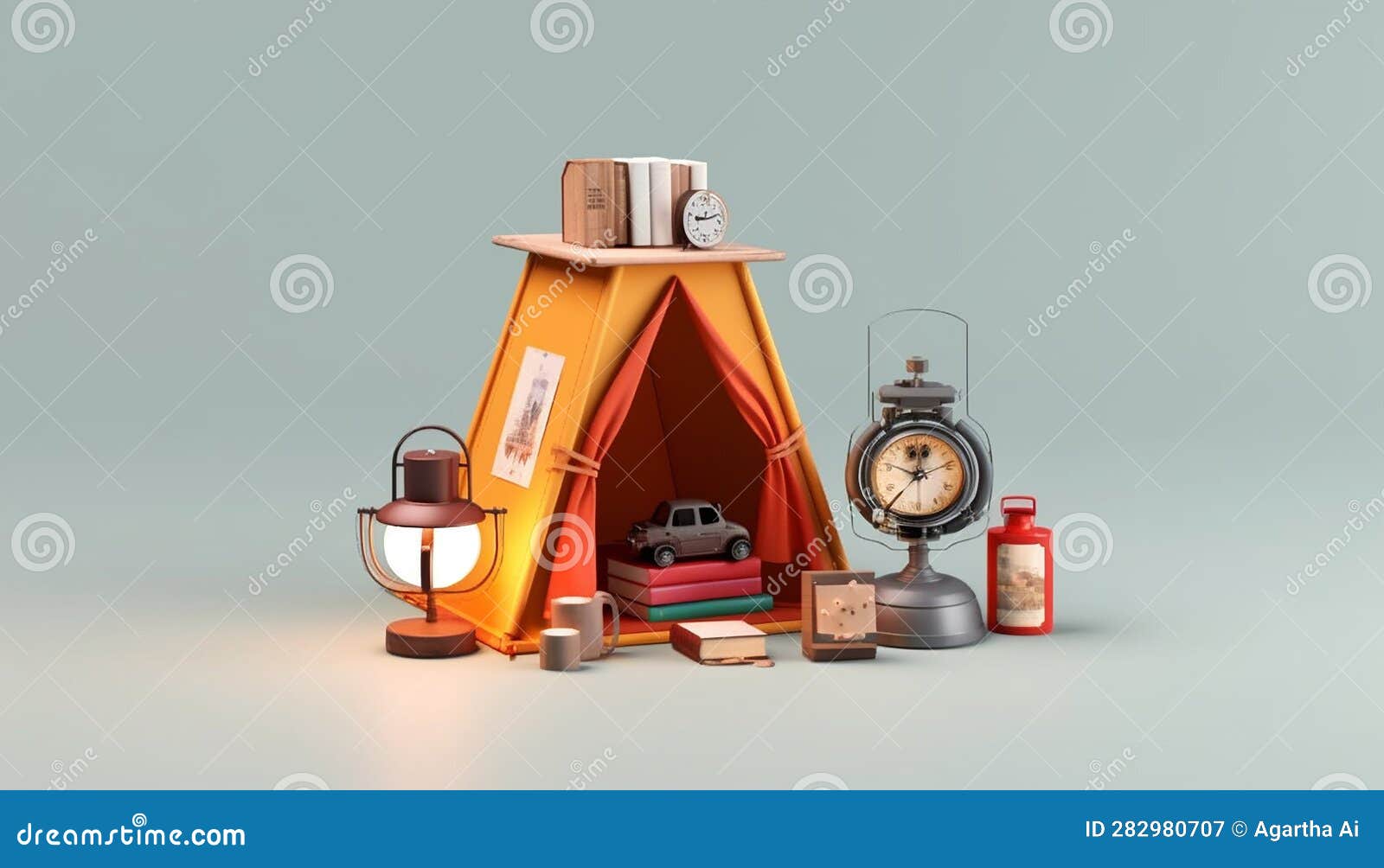 Minimal Creative Camp Objects. Realistic Miniature Concept Created with ...