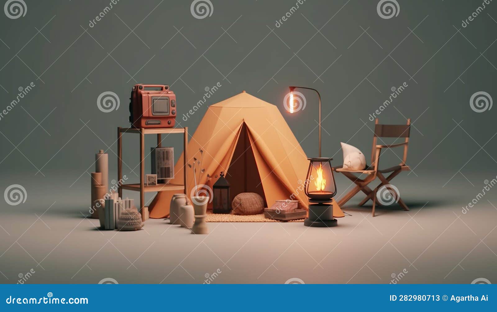 Minimal Creative Camp Objects. Realistic Miniature Concept Created with ...
