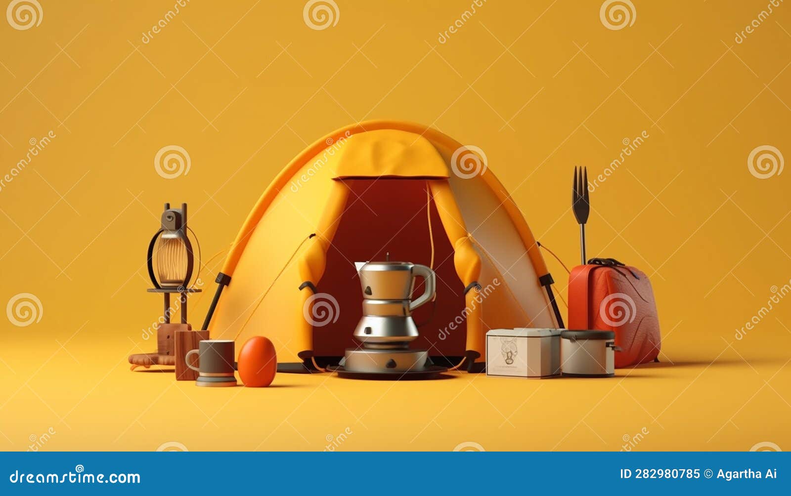 Minimal Creative Camp Objects. Realistic Miniature Concept Created with ...