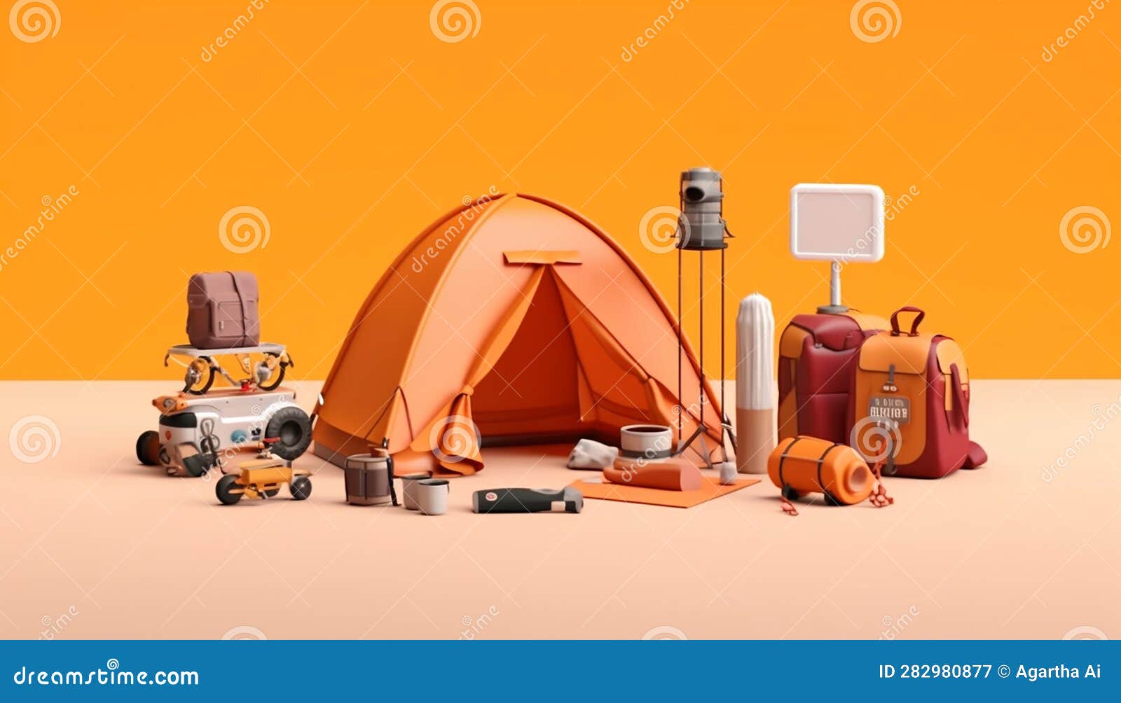 Minimal Creative Camp Objects. Realistic Miniature Concept Created with ...