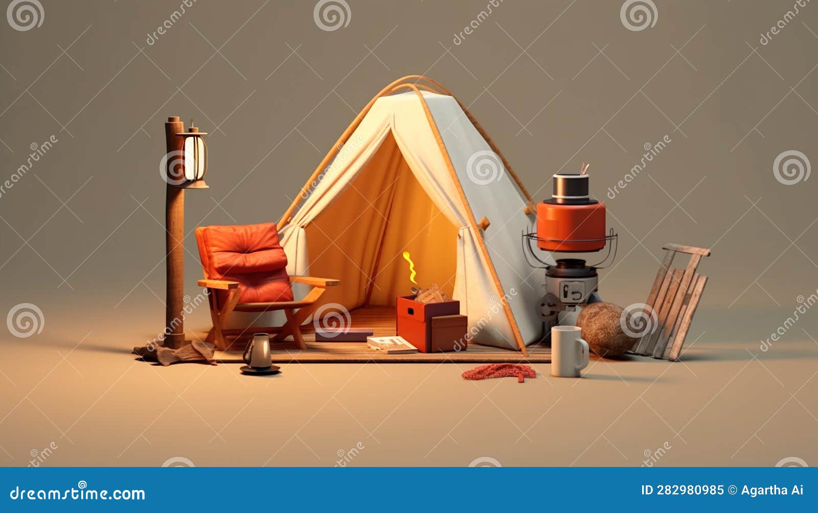 Minimal Creative Camp Objects. Realistic Miniature Concept Created with ...