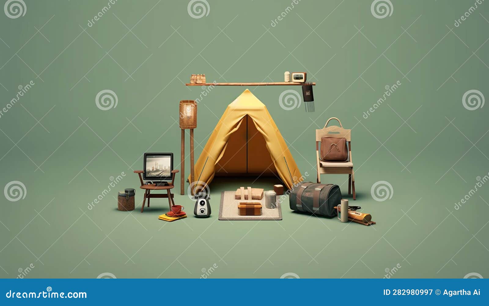 Minimal Creative Camp Objects. Realistic Miniature Concept Created with ...