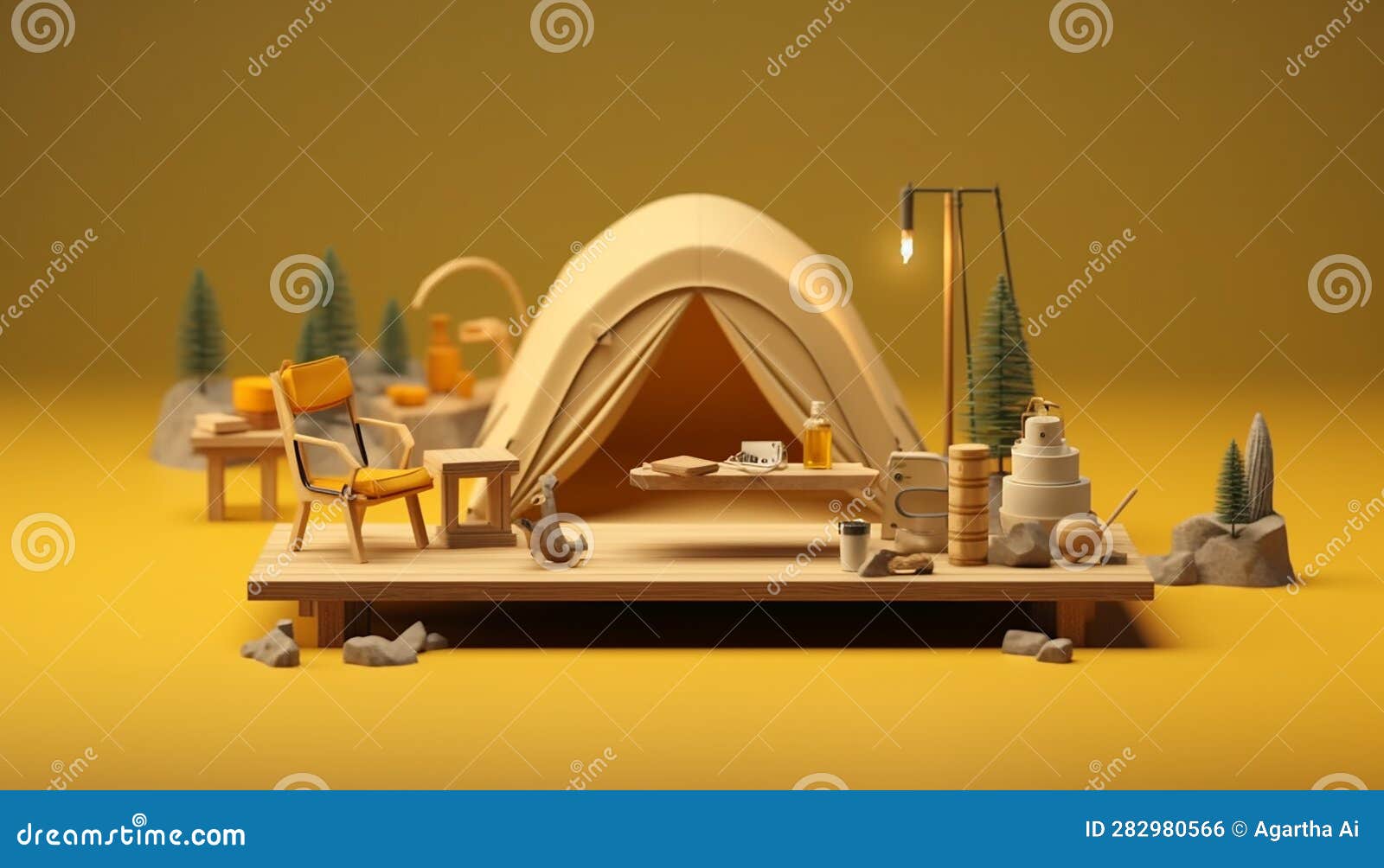 Minimal Creative Camp Objects. Realistic Miniature Concept Created with ...