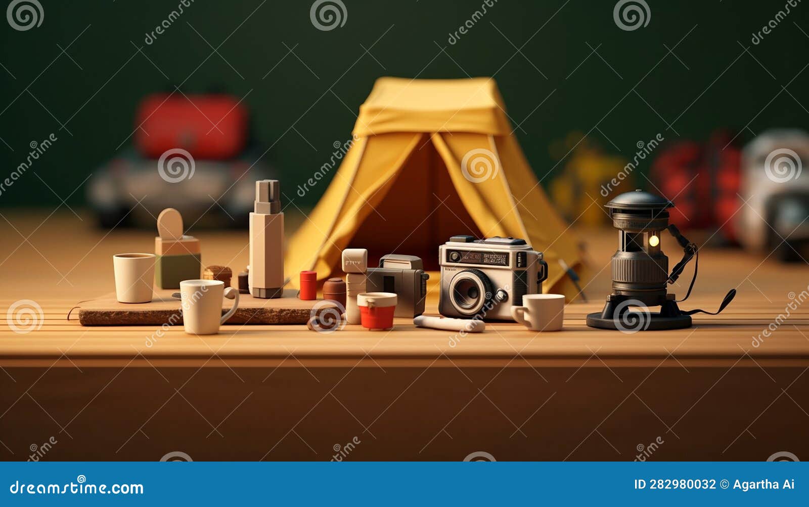 Minimal Creative Camp Objects. Realistic Miniature Concept Created with ...