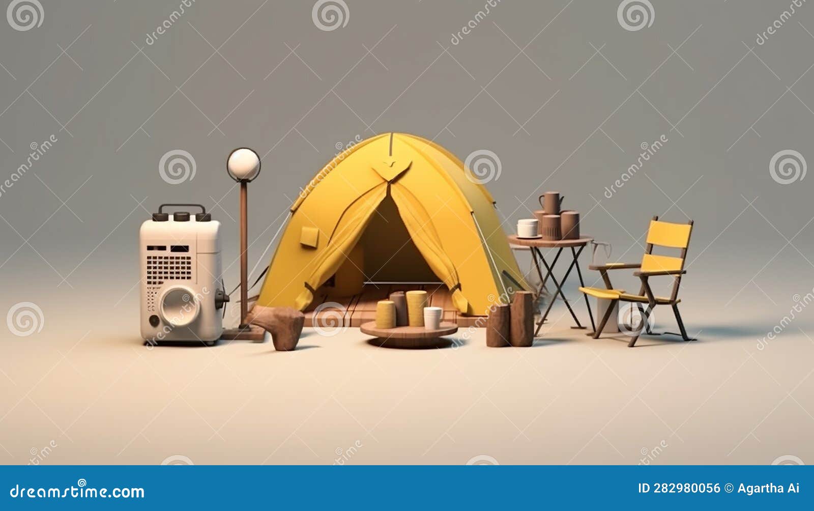 Minimal Creative Camp Objects. Realistic Miniature Concept Created with ...