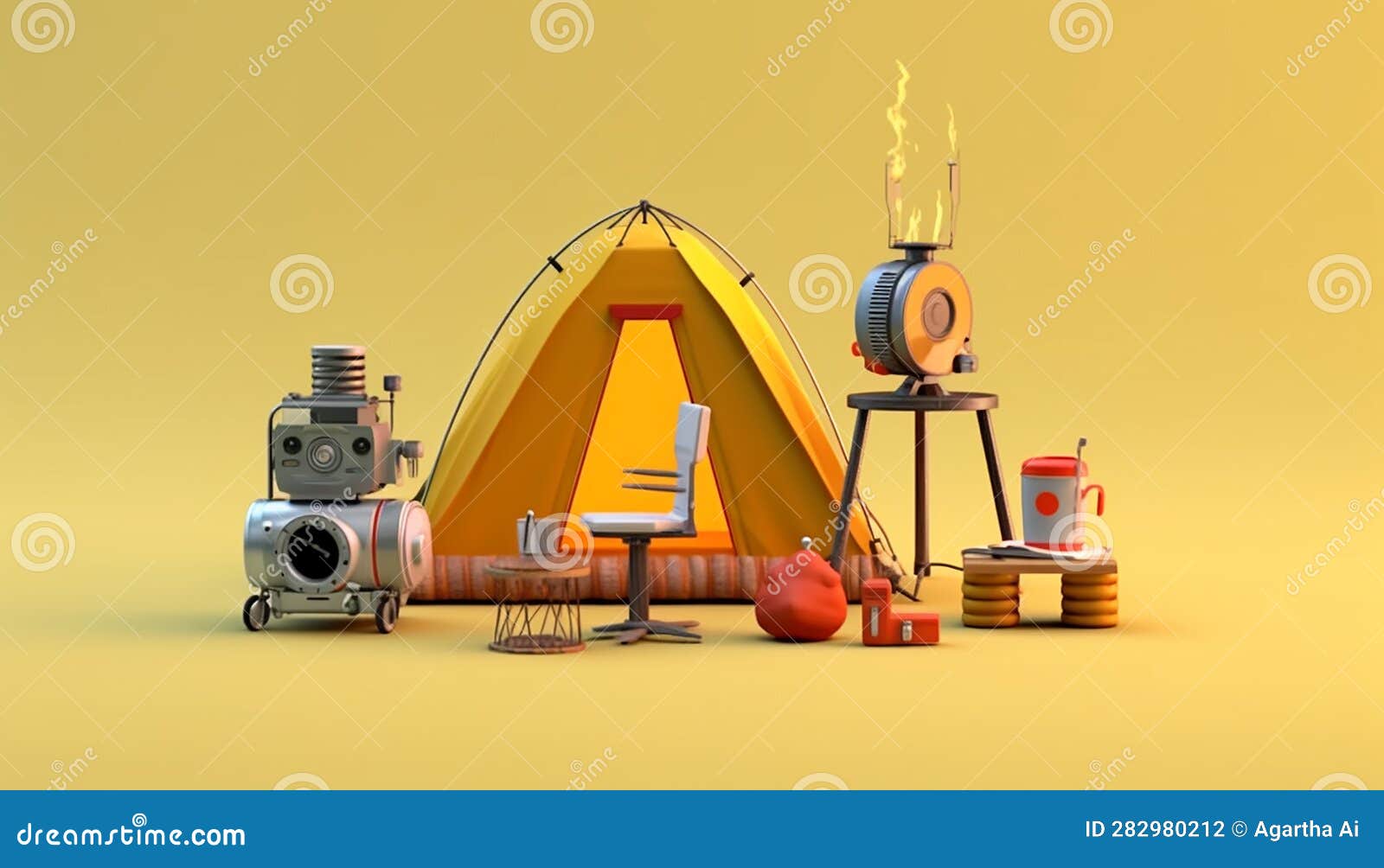 Minimal Creative Camp Objects. Realistic Miniature Concept Created with ...