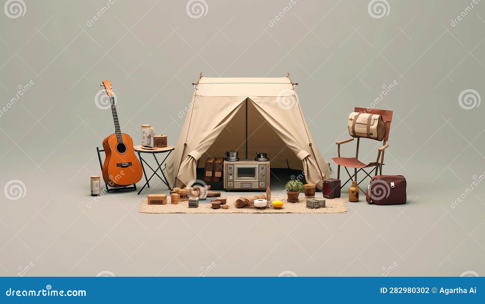 Minimal Creative Camp Objects. Realistic Miniature Concept Created with ...