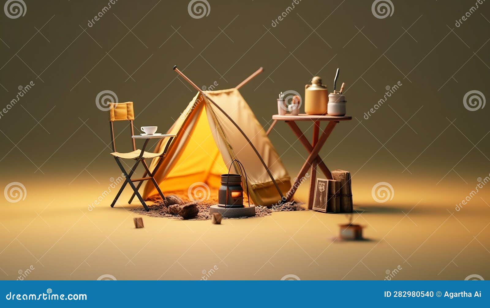 Minimal Creative Camp Objects. Realistic Miniature Concept Created with ...