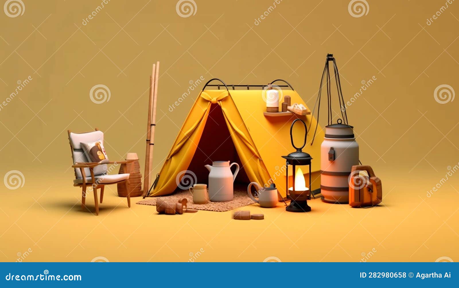 Minimal Creative Camp Objects. Realistic Miniature Concept Created with ...