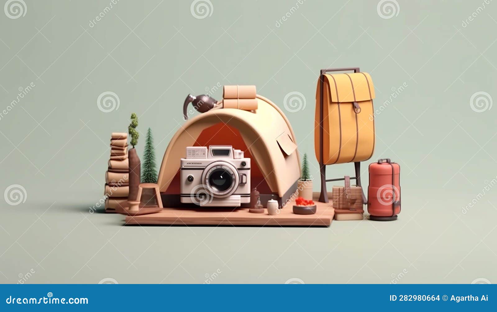 Minimal Creative Camp Objects. Realistic Miniature Concept Created with ...