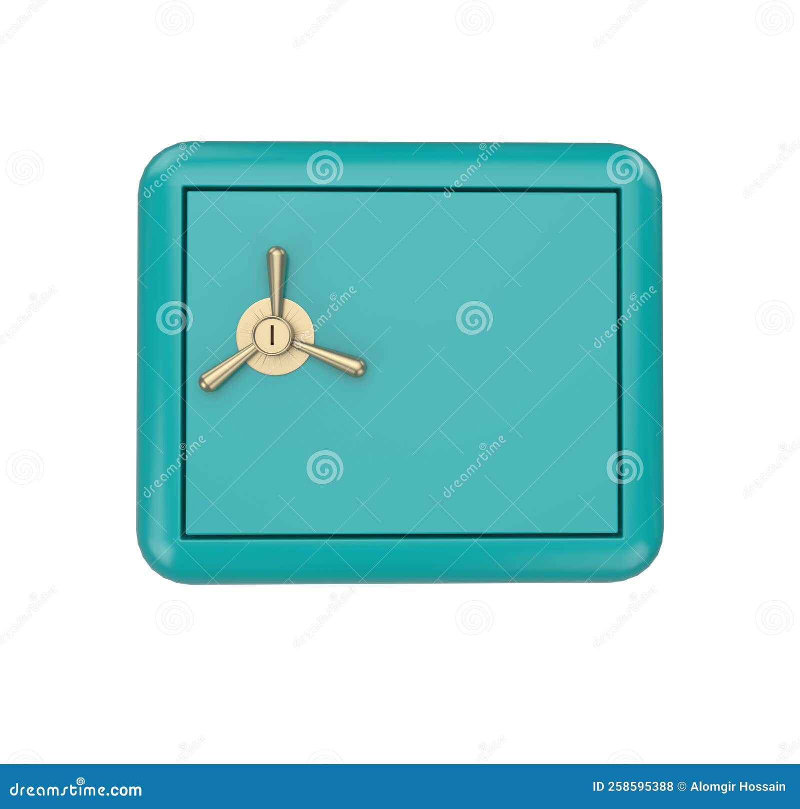 Minimal 3d Illustration Bank Safe Box with Golden Handle. Security ...