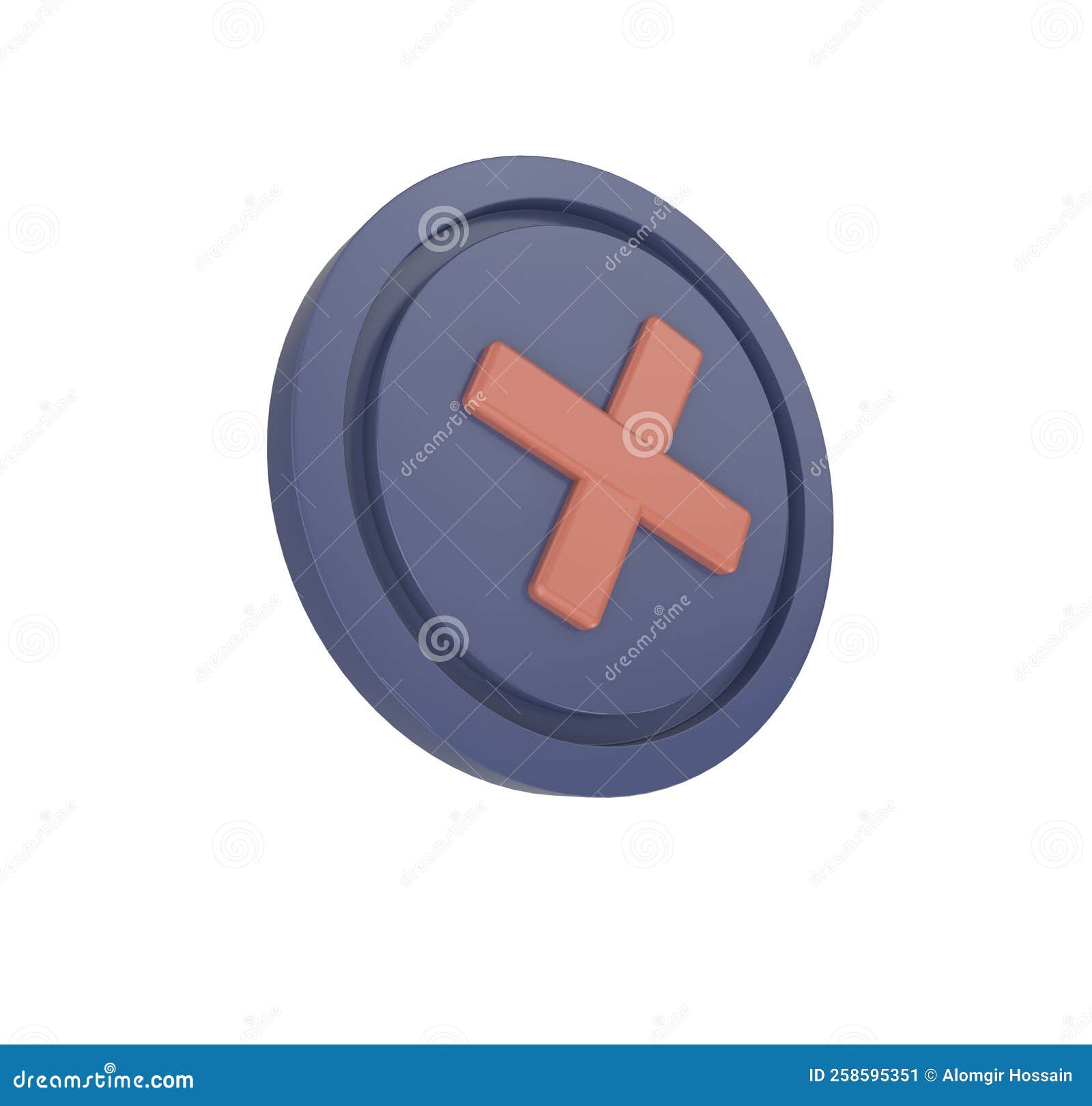 Minimal 3d Illustration Cross Check Mark Sign, Negative or Decline Sign ...