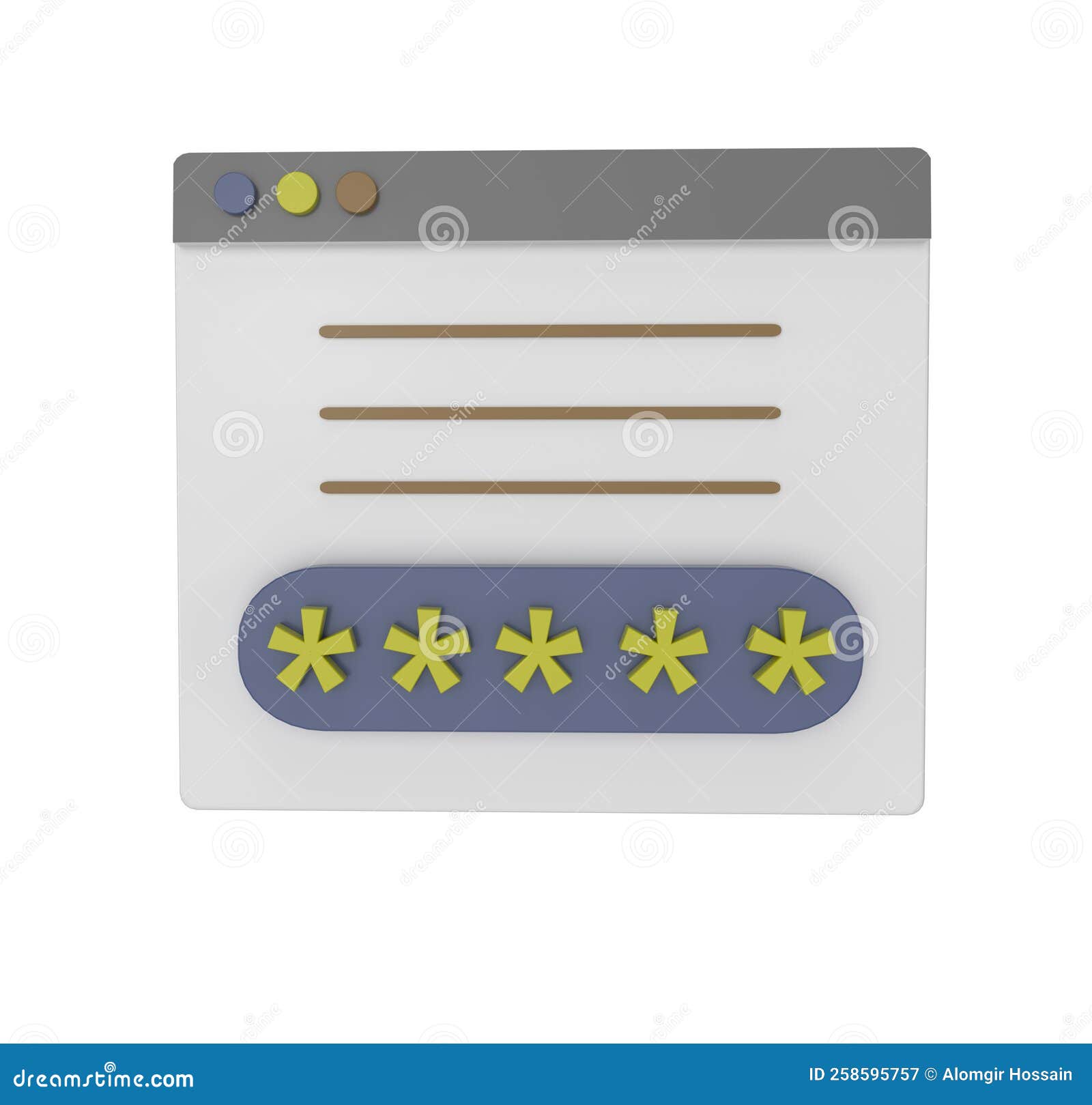 Minimal 3d Illustration Login With Password Icon Authentication