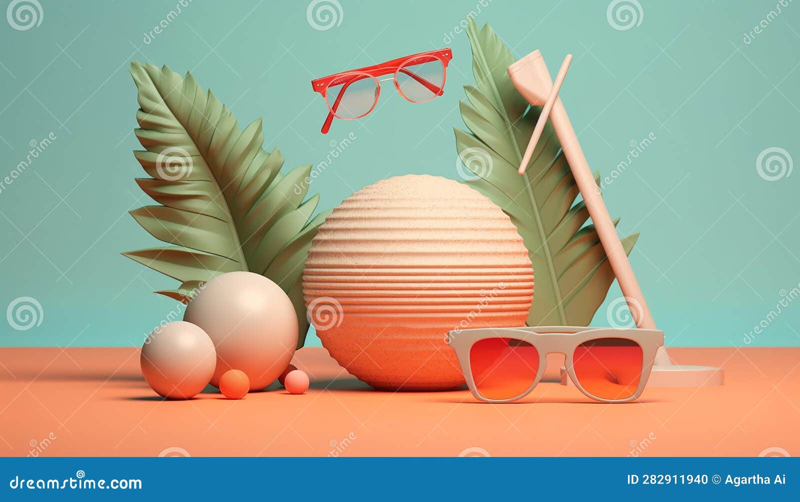 Minimal 3D Summer Objects. Miniature Ultra Realistic Creative Concept ...