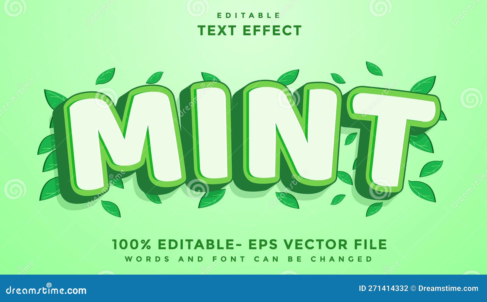 Minimal 3d Mint Editable Text Effect Design, Effect Saved in Graphic Style Stock Vector ...