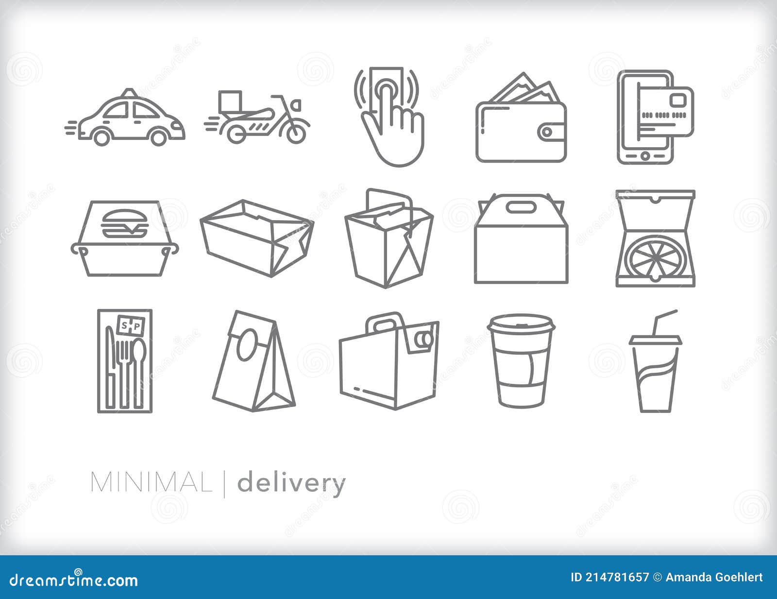 Delivery Icons of Takeout Food and Containers Stock Vector ...