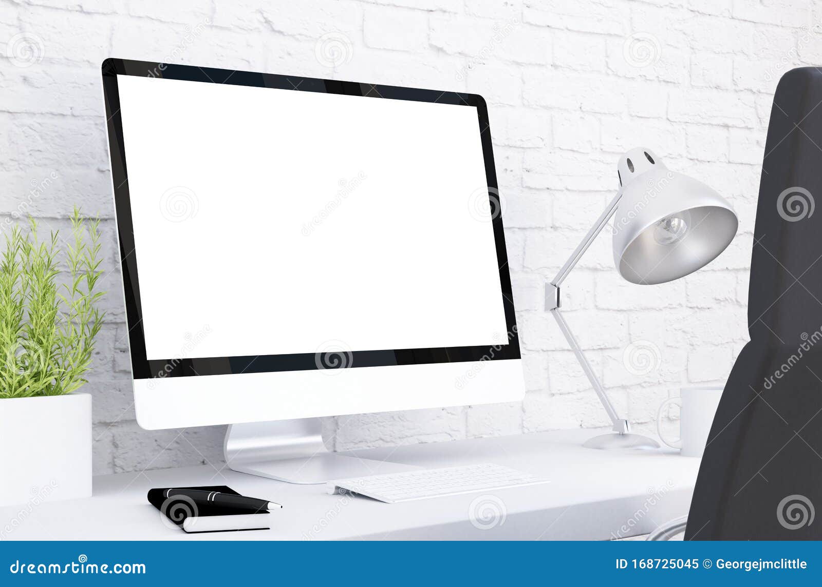 Minimal Desktop Computer Mockup 3d Rendering Stock Illustration ...